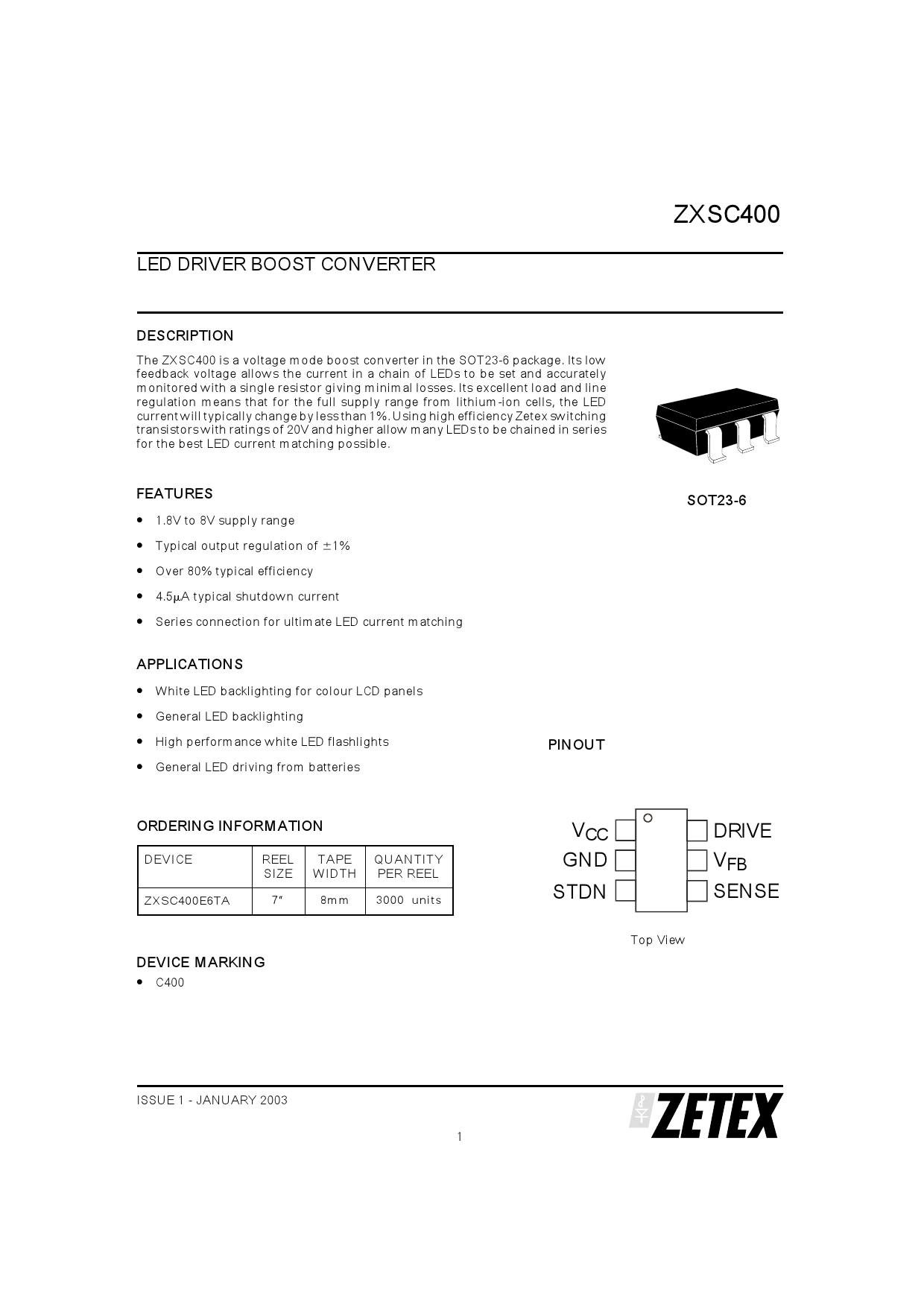 ZXSC400E6TA_（DIODES(美台)）ZXSC400E6TA中文资料_价格_PDF手册-立创电子商城