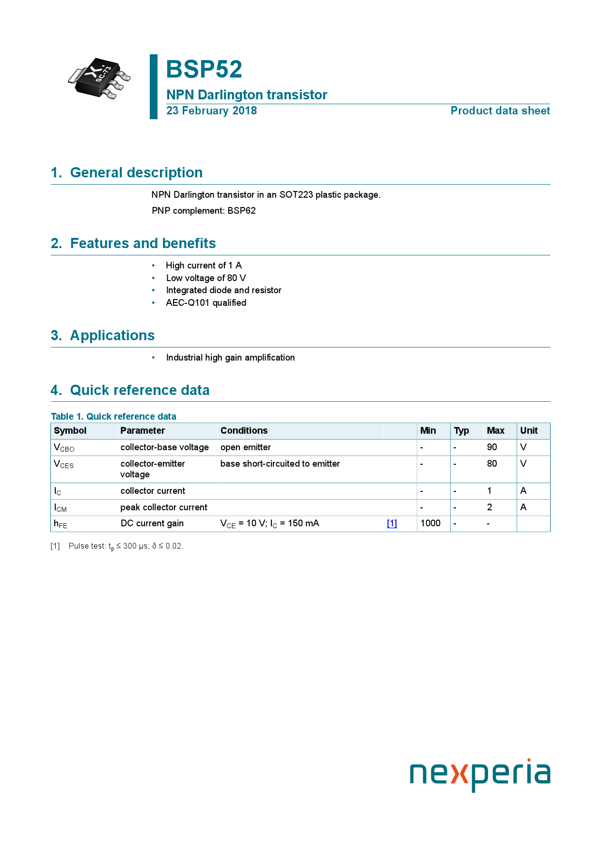 BSP52,115_（Nexperia(安世)）BSP52,115中文资料_价格_PDF手册-立创电子商城