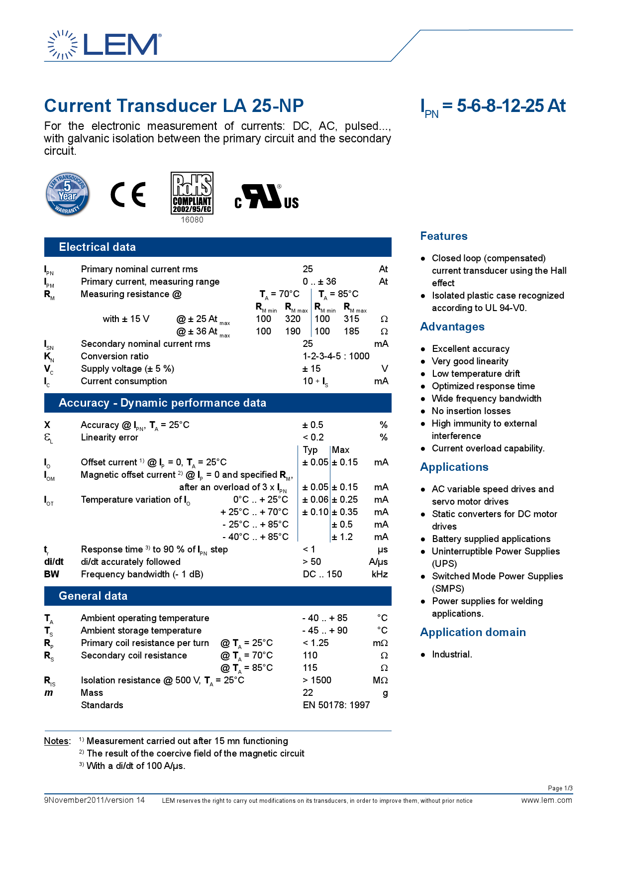 LA25-NP_（LEM(莱姆)）LA25-NP中文资料_价格_PDF手册-立创电子商城