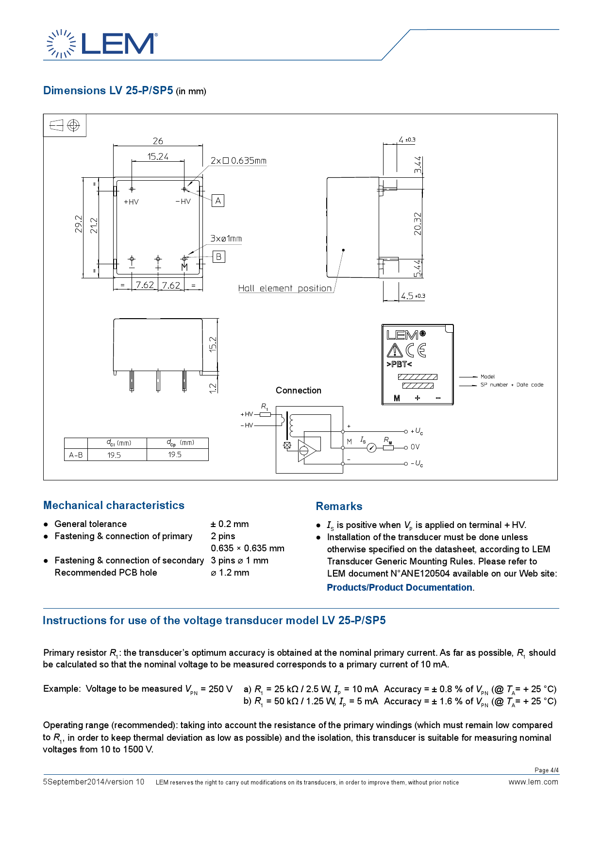 LV25-P/SP5_（LEM(莱姆)）LV25-P/SP5中文资料_价格_PDF手册-立创电子商城