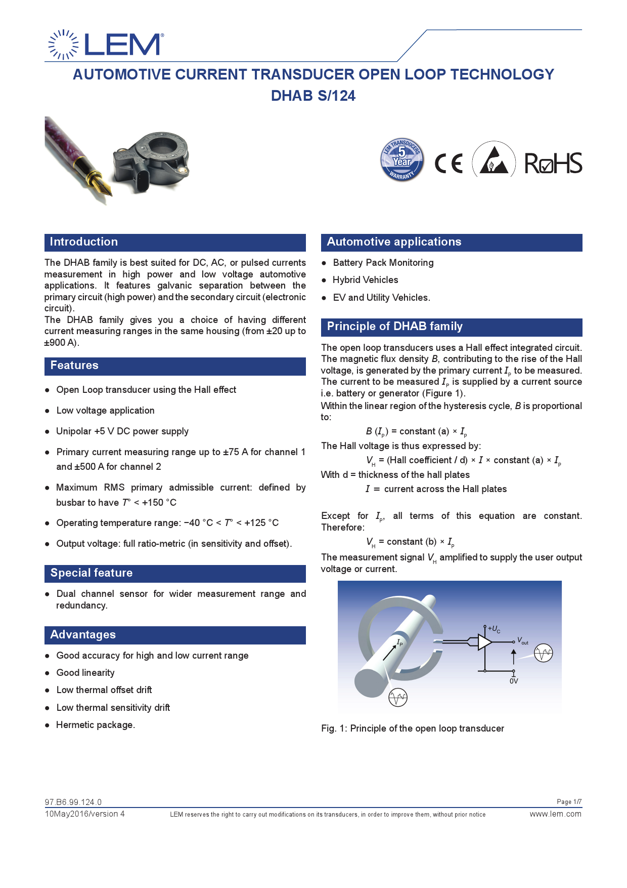 DHAB S/124_（LEM(莱姆)）DHAB S/124中文资料_价格_PDF手册-立创电子商城