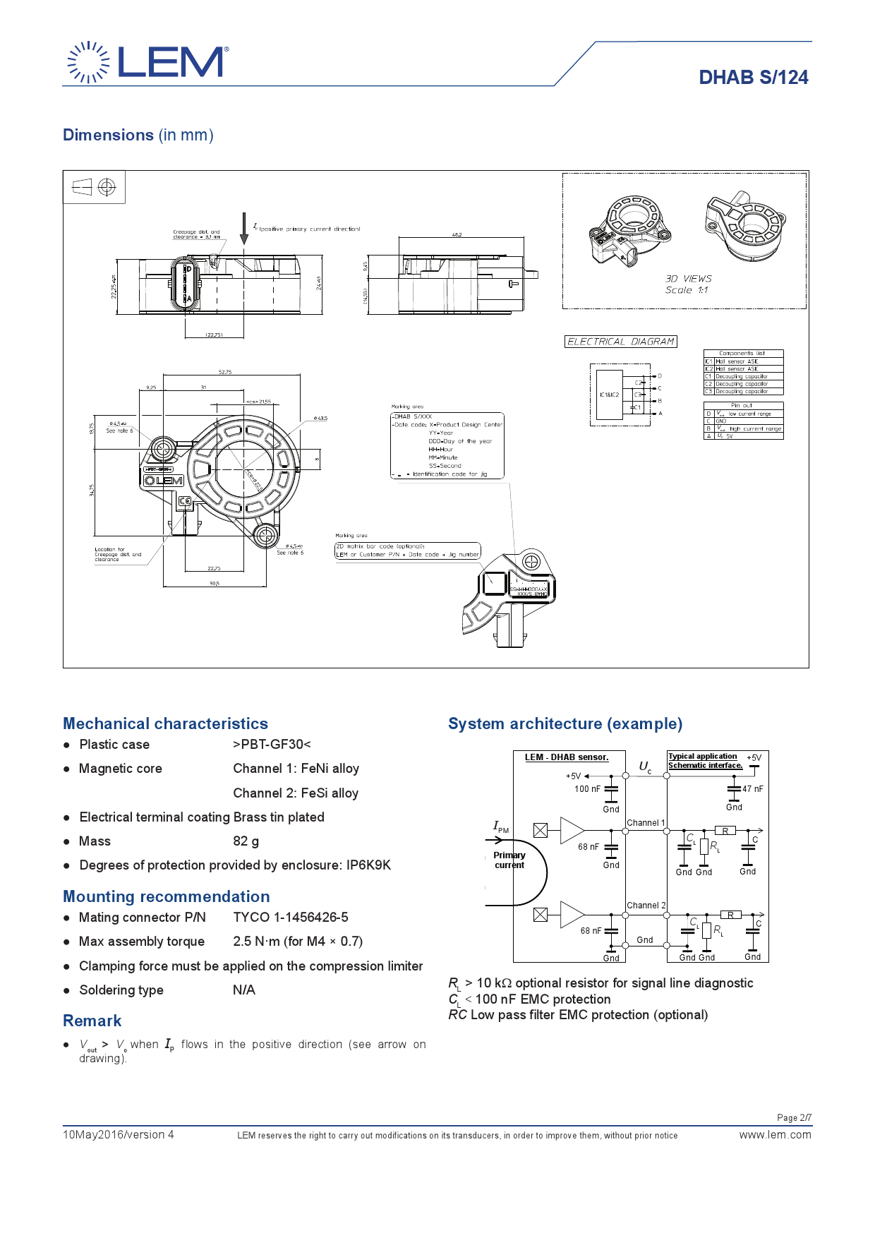 DHAB S/124_（LEM(莱姆)）DHAB S/124中文资料_价格_PDF手册-立创电子商城