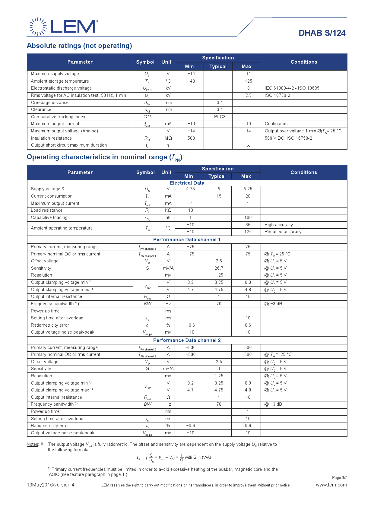 DHAB S/124_（LEM(莱姆)）DHAB S/124中文资料_价格_PDF手册-立创电子商城