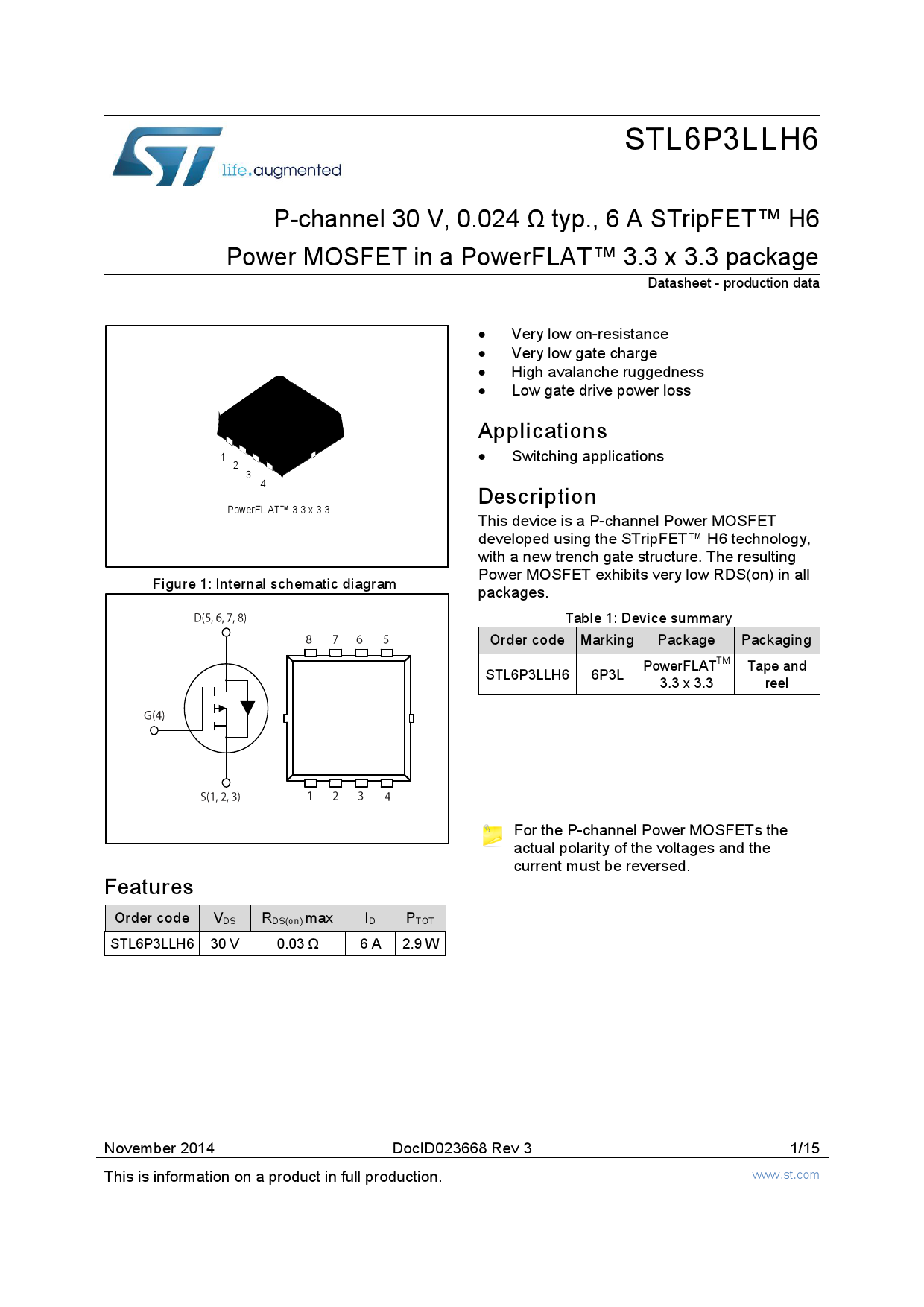 STL6P3LLH6_（ST(意法半导体)）STL6P3LLH6中文资料_价格_PDF手册-立创电子商城