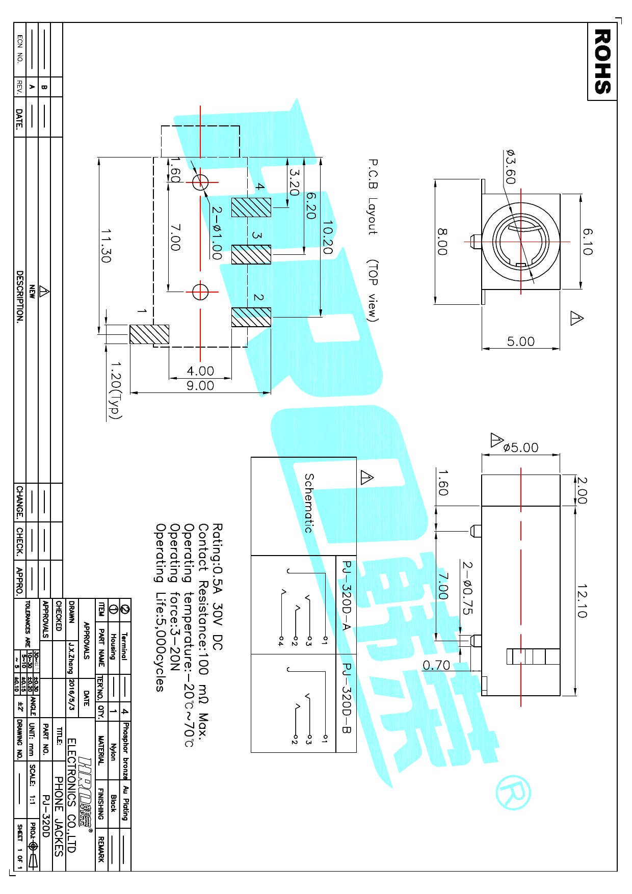 PJ-320D-4A_（韩国韩荣）PJ-320D-4A中文资料_价格_PDF手册-立创电子商城