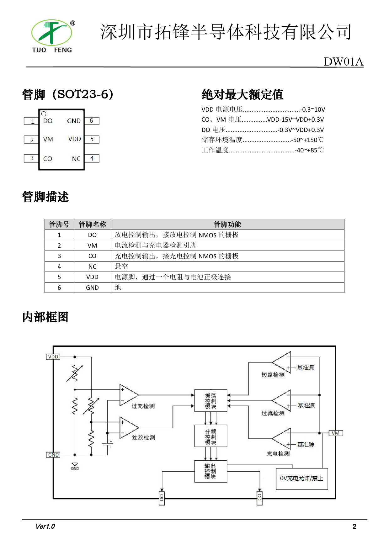 DW01A_（TF(拓锋)）DW01A中文资料_价格_PDF手册-立创电子商城