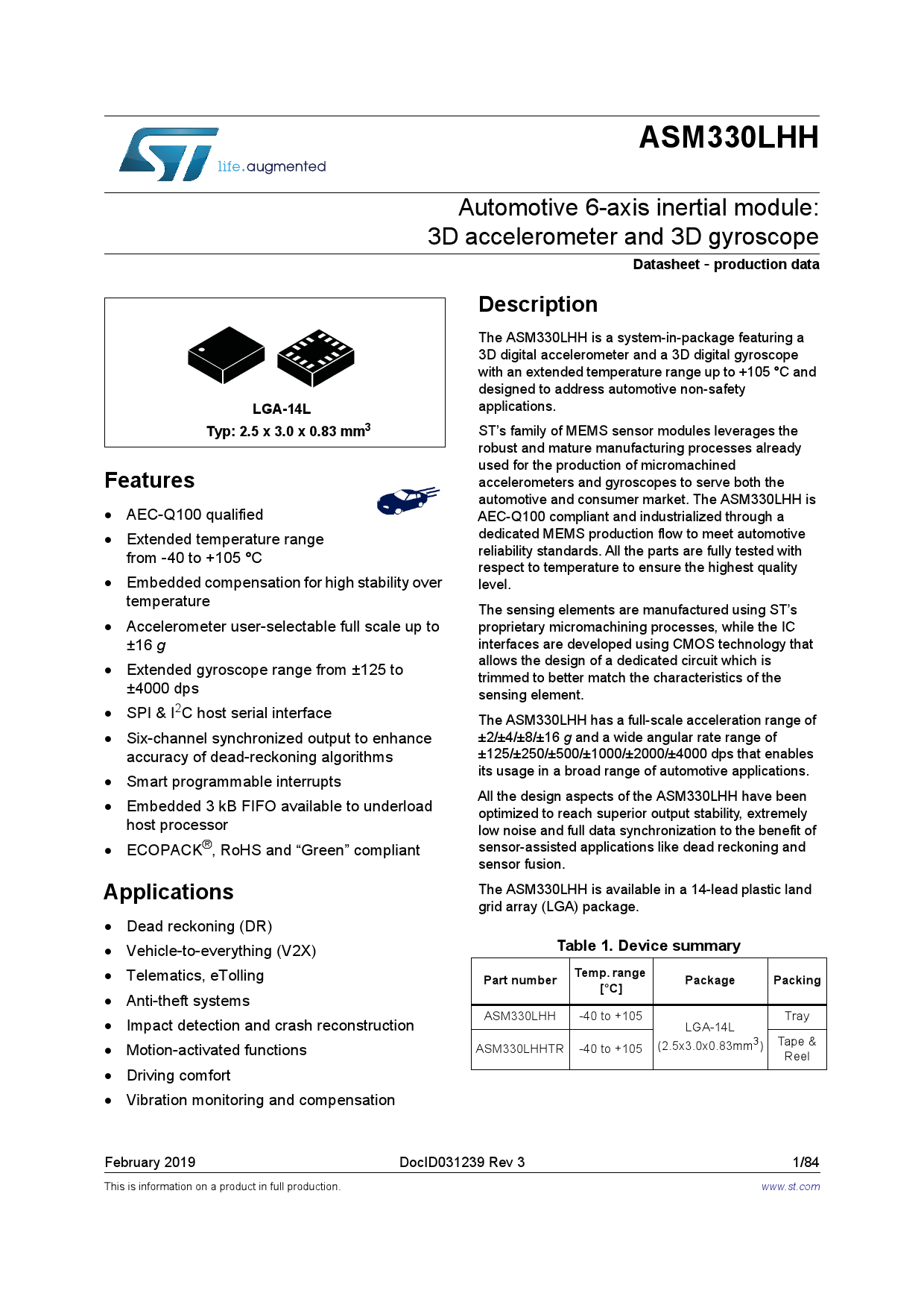 ASM330LHHTR_（ST(意法半导体)）ASM330LHHTR中文资料_价格_PDF手册-立创电子商城