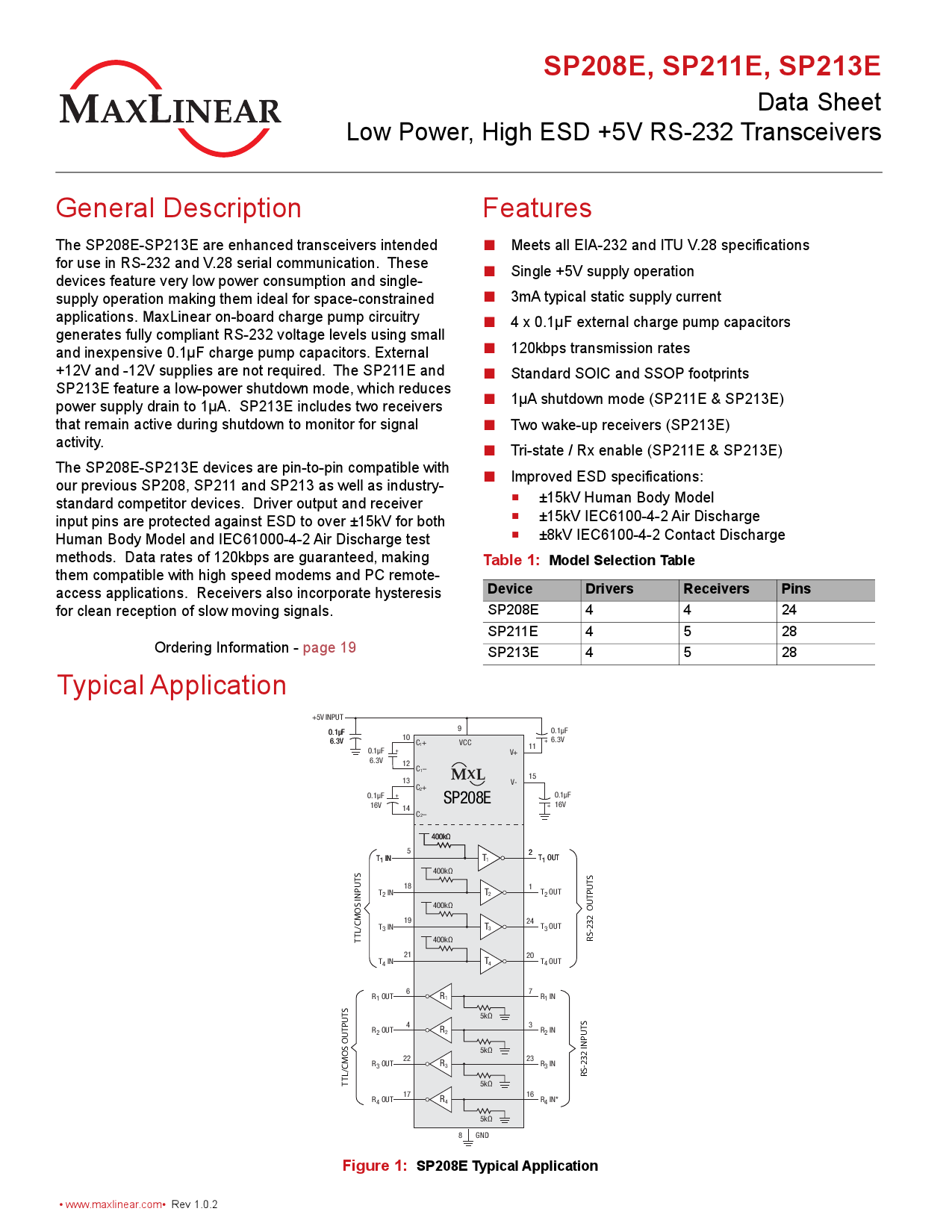 SP213EEA-L/TR_（MaxLinear）SP213EEA-L/TR中文资料_价格_PDF手册-立创电子商城