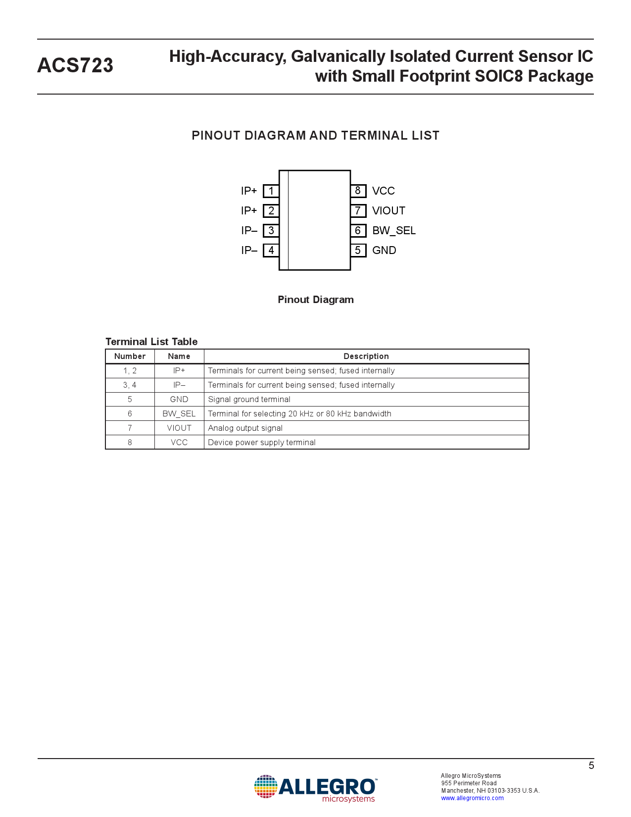 ACS723LLCTR-20AU-T_（ALLEGRO(美国埃戈罗)）ACS723LLCTR-20AU-T中文资料_价格_PDF手册-立创电子商城