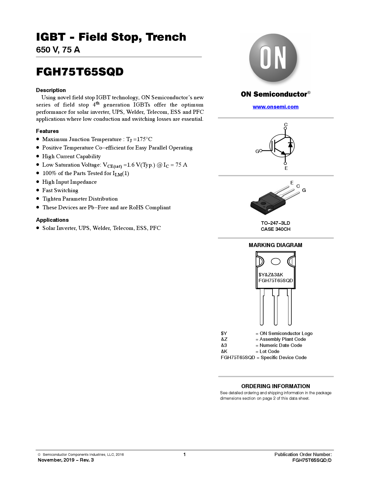FGH75T65SQD-F155_（onsemi(安森美)）FGH75T65SQD-F155中文资料_价格_PDF手册-立创电子商城