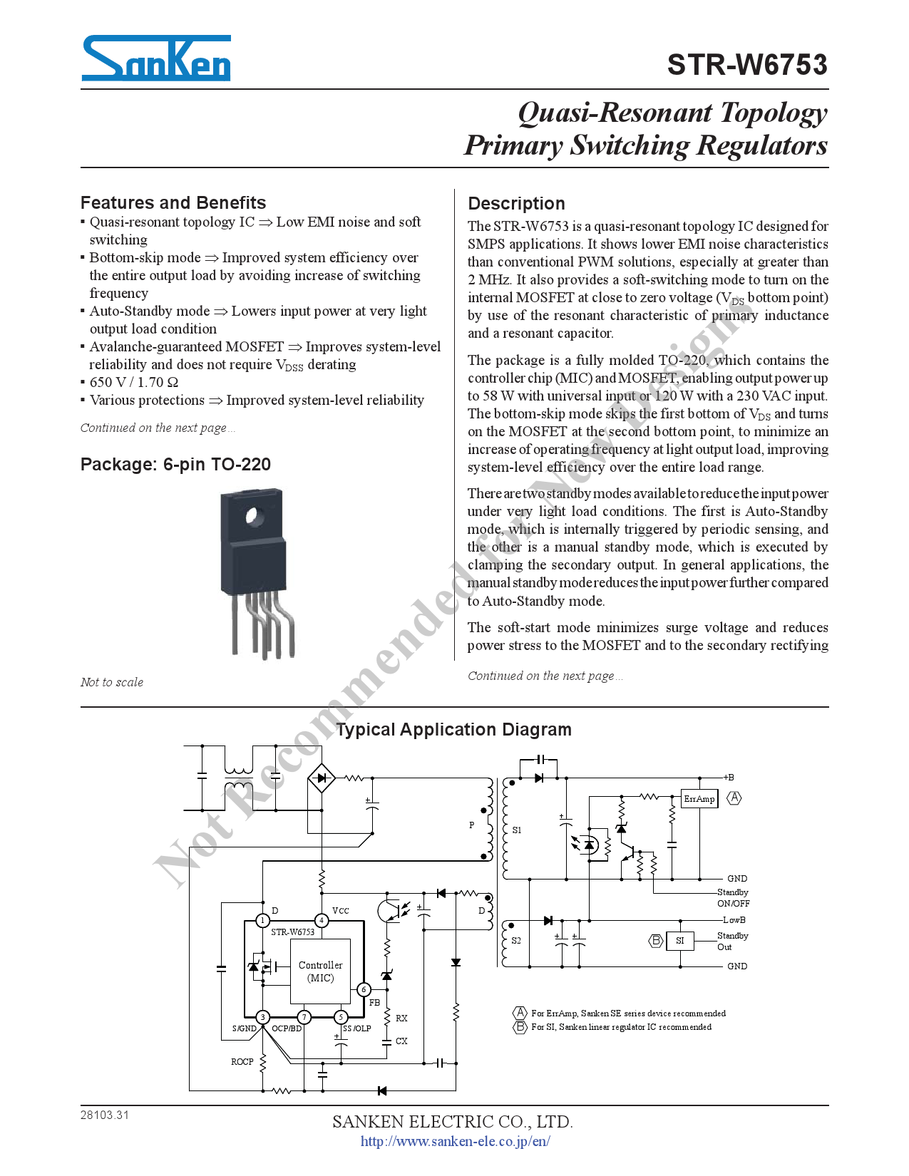 STR-W6753_（SANKEN(三垦)）STR-W6753中文资料_价格_PDF手册-立创电子商城