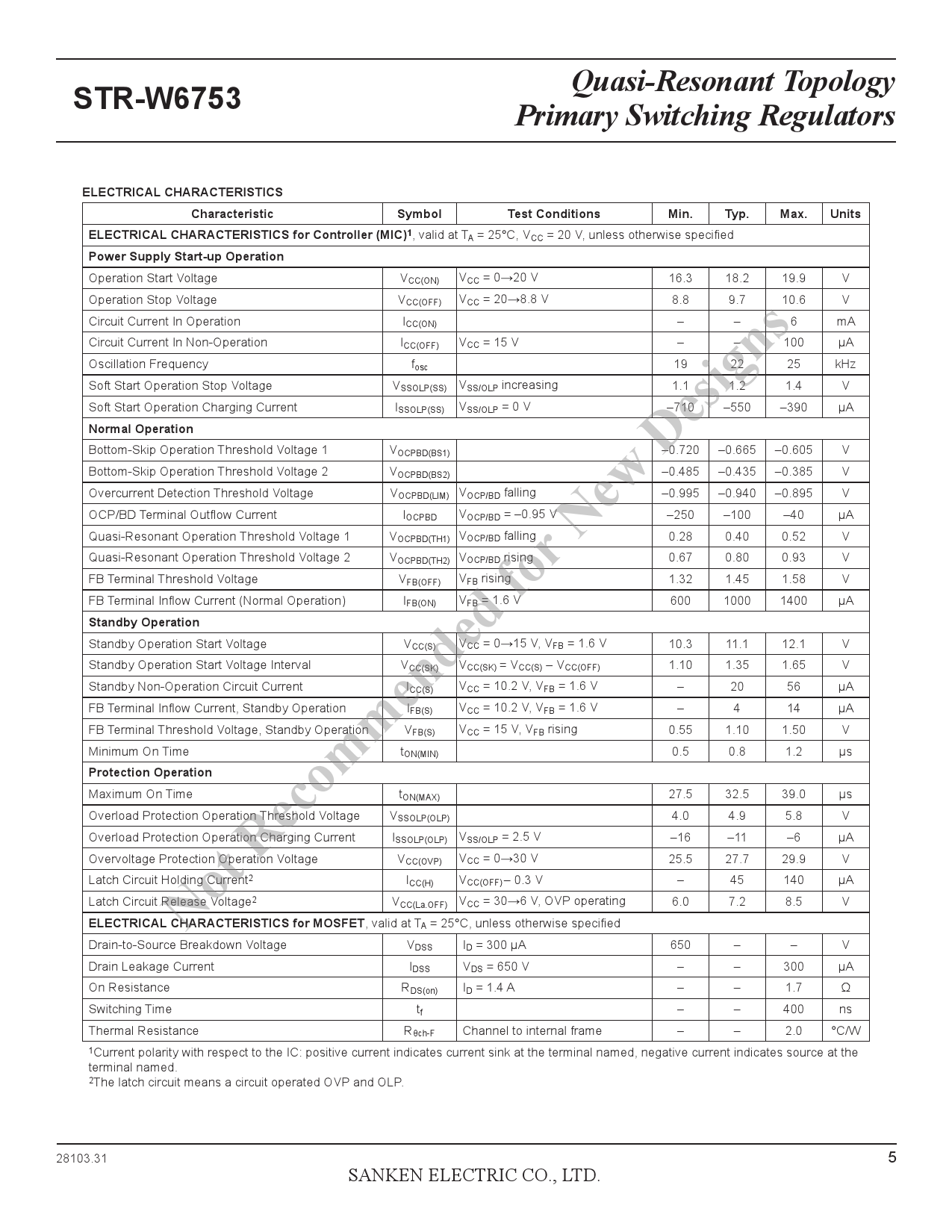 STR-W6753_（SANKEN(三垦)）STR-W6753中文资料_价格_PDF手册-立创电子商城