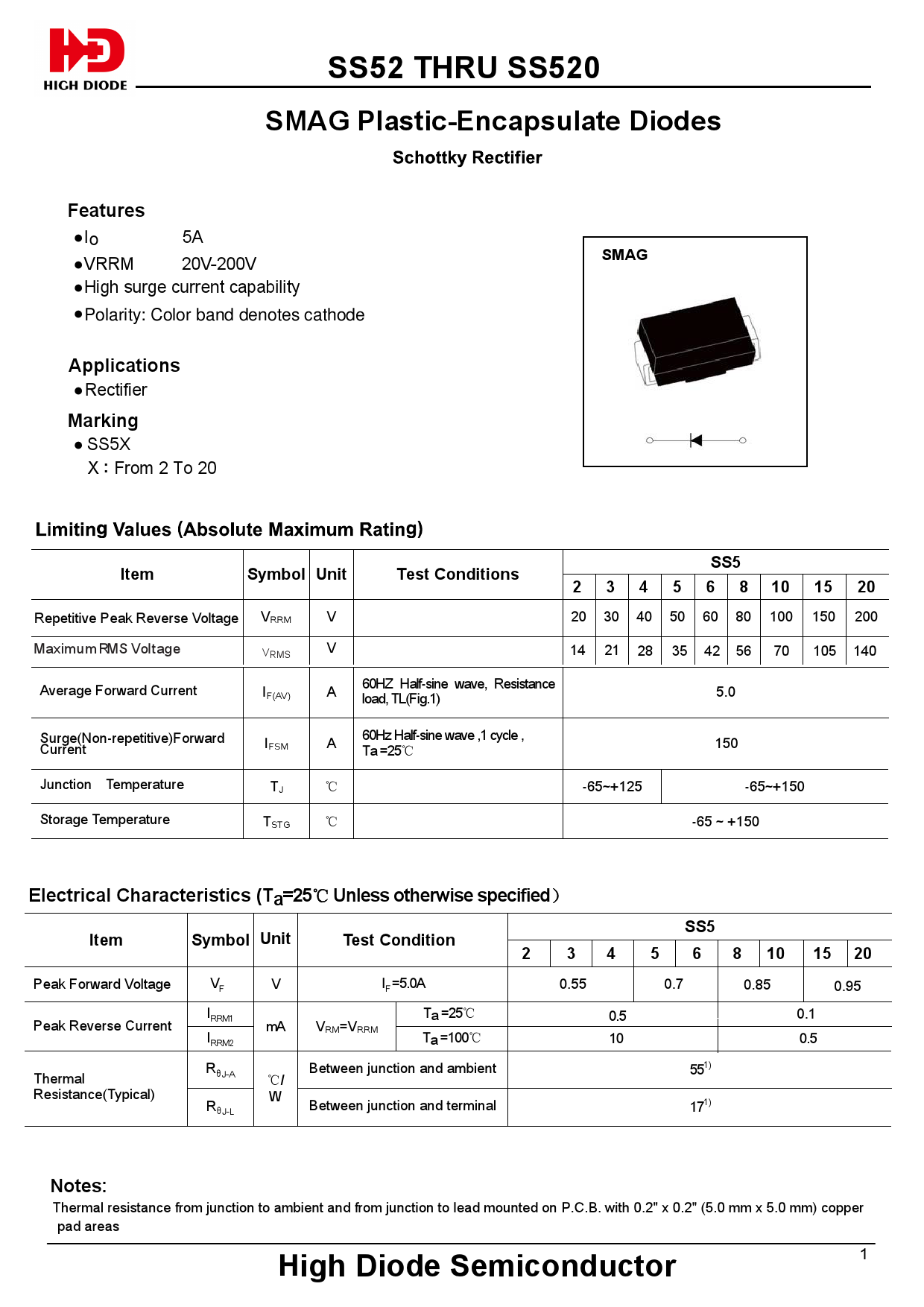 SS520_（High Diode(海德)）SS520中文资料_价格_PDF手册-立创电子商城