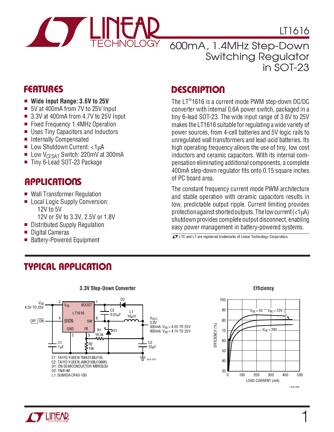 LT1616ES6#TRPBF_（ADI(亚德诺)/LINEAR）LT1616ES6#TRPBF中文资料_价格_PDF手册-立创电子商城