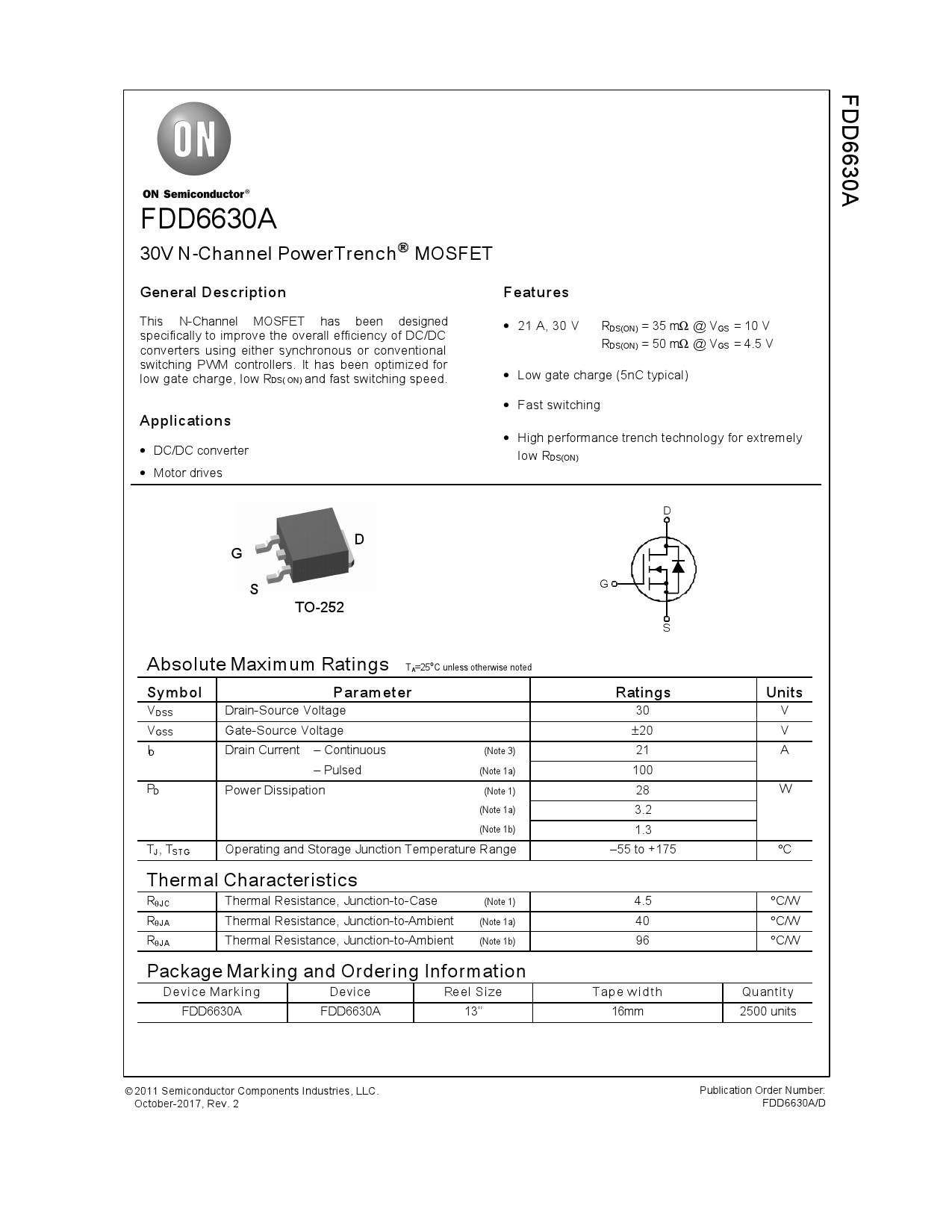 FDD6630A_（ON(安森美)）FDD6630A中文资料_价格_PDF手册-立创电子商城