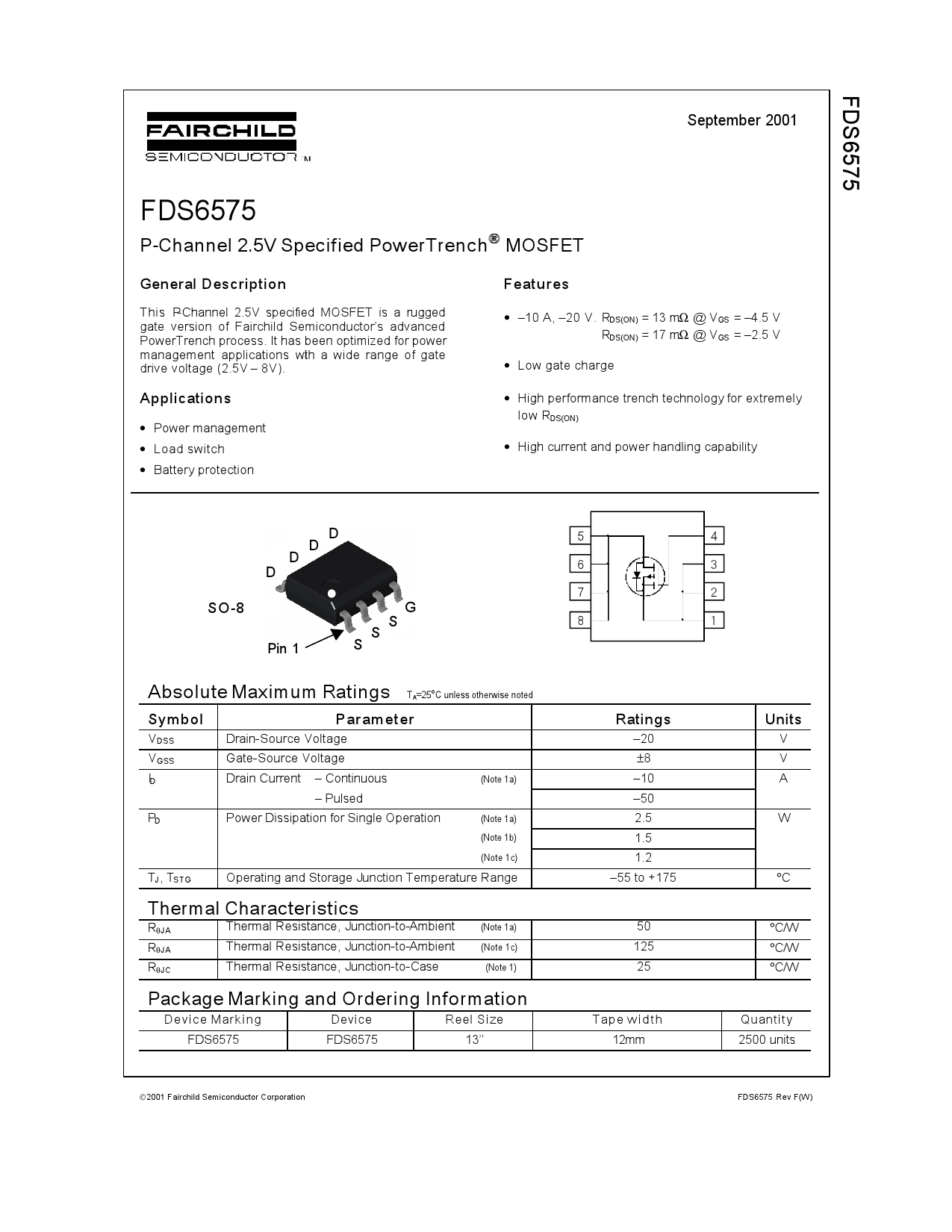 FDS6575_（onsemi(安森美)）FDS6575中文资料_价格_PDF手册-立创电子商城
