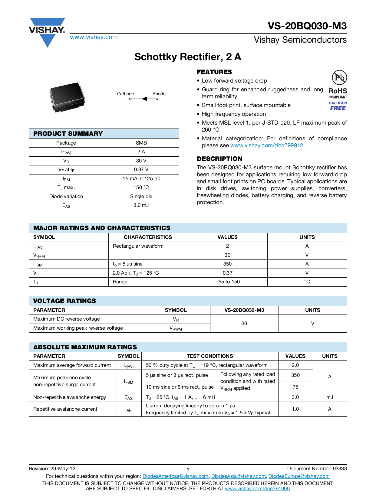 VS-20BQ030-M3/5BT_（VISHAY(威世)）VS-20BQ030-M3/5BT中文资料_价格_PDF手册-立创电子商城