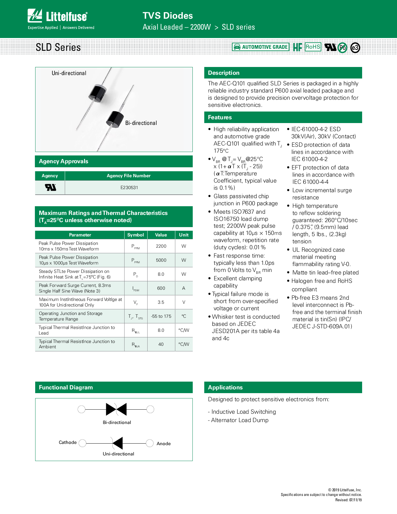 SLD24-018_（Littelfuse(美国力特)）SLD24-018中文资料_价格_PDF手册-立创电子商城