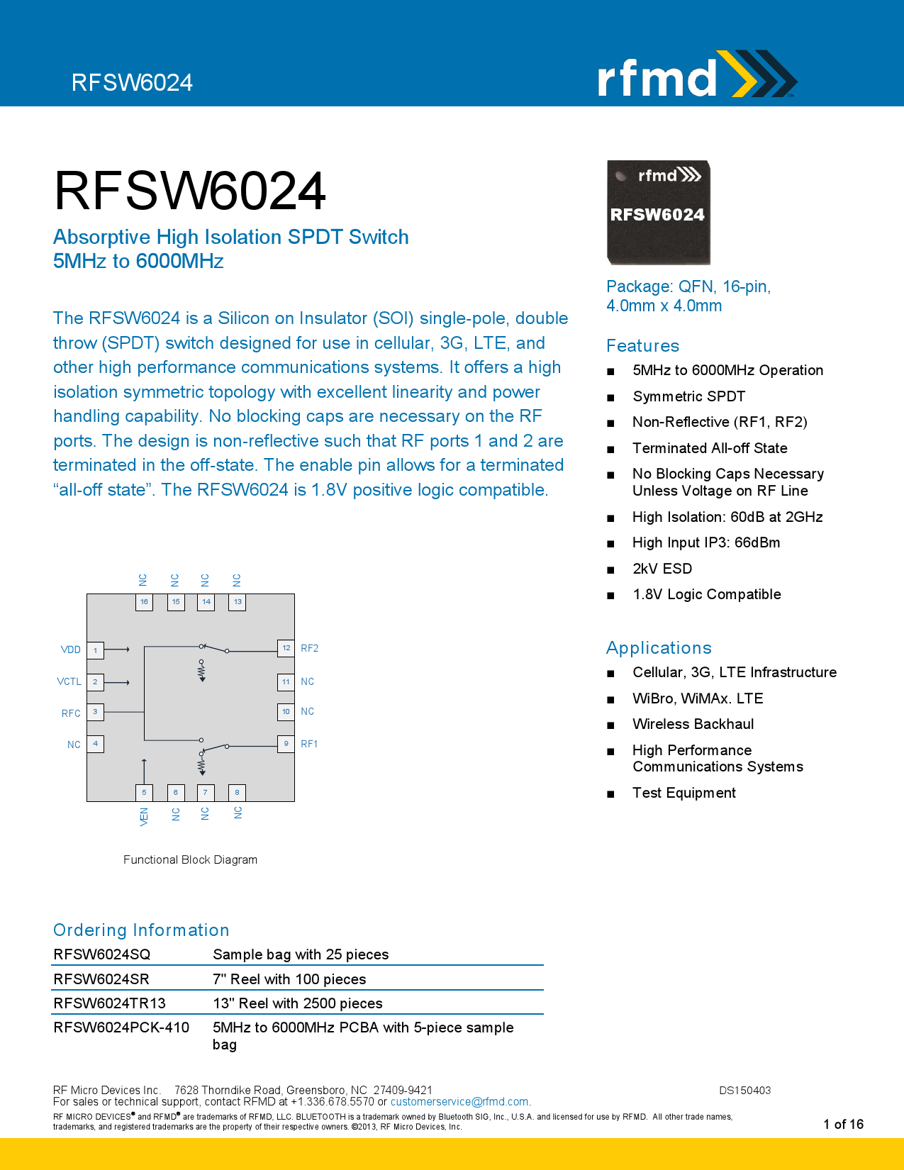 RFSW6024TR13_（Qorvo）RFSW6024TR13中文资料_价格_PDF手册-立创电子商城