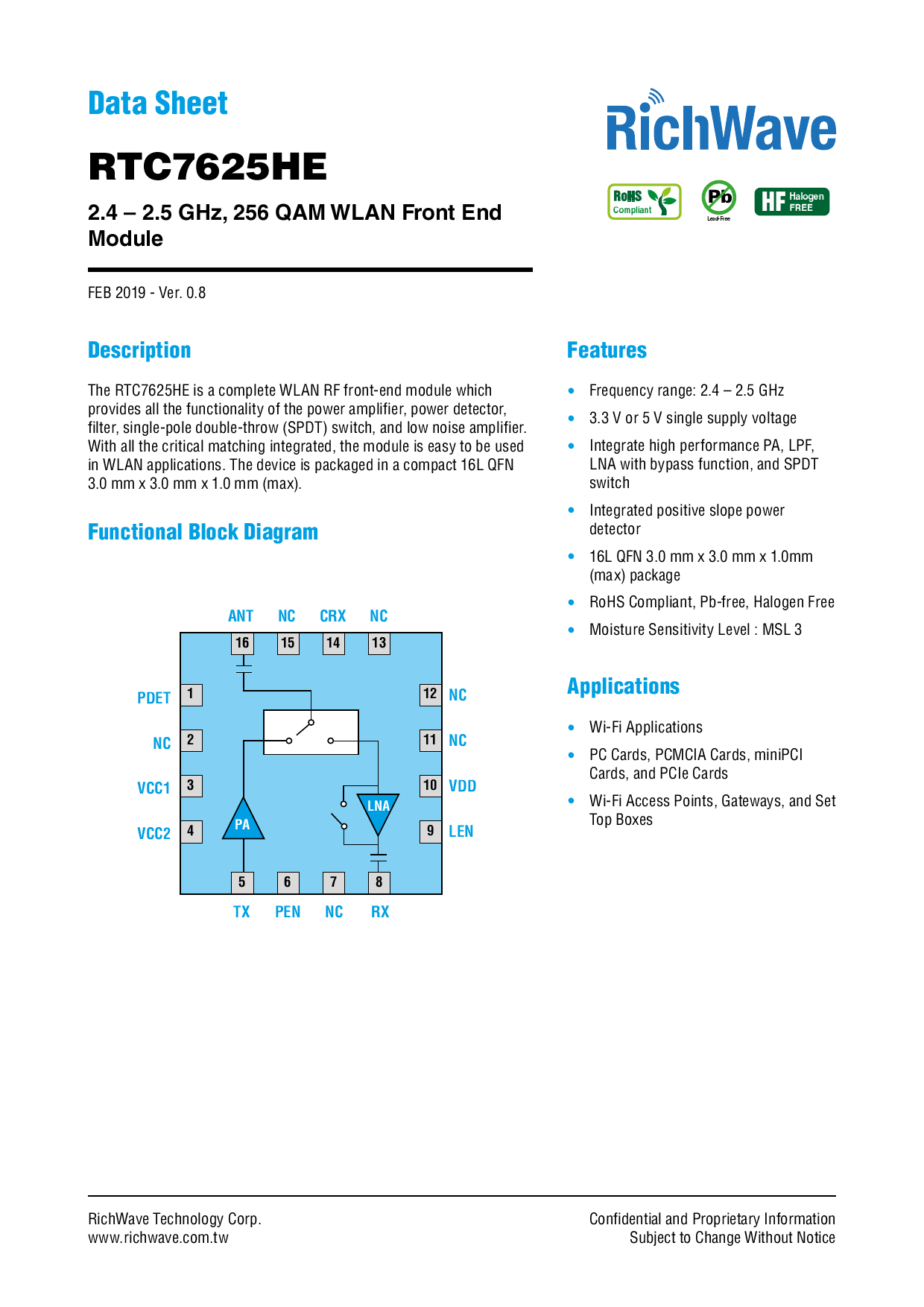 RTC7625HE_（RichWave(立积)）RTC7625HE中文资料_价格_PDF手册-立创电子商城