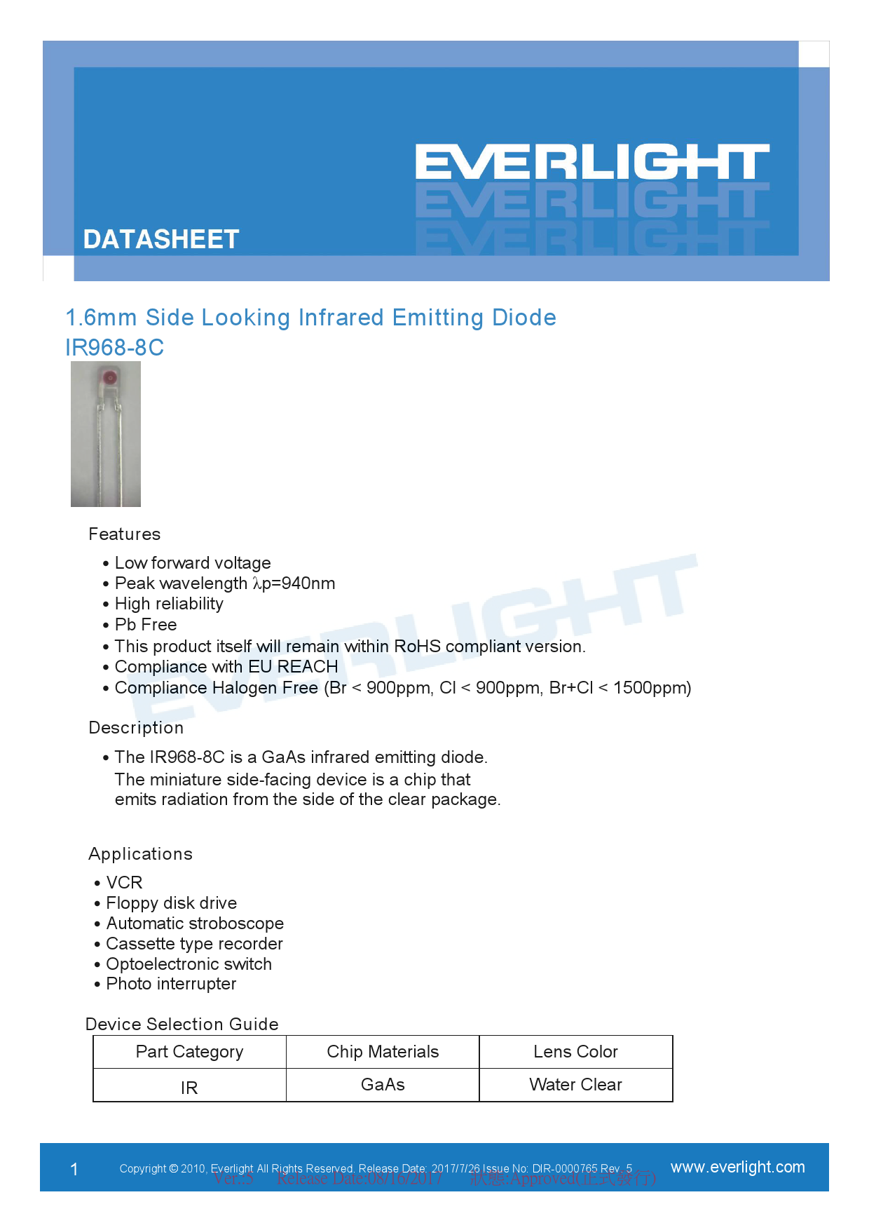 IR968-8C_（EVERLIGHT(台湾亿光)）IR968-8C中文资料_价格_PDF手册-立创电子商城
