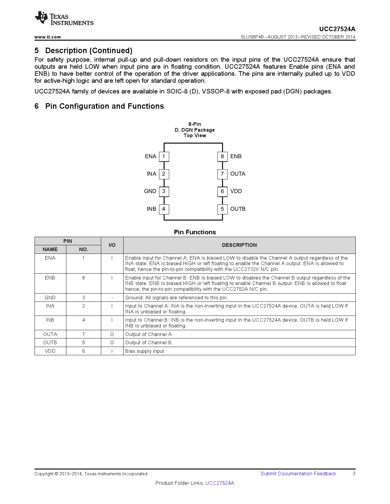 UCC27524ADR_（TI(德州仪器)）UCC27524ADR中文资料_价格_PDF手册-立创电子商城