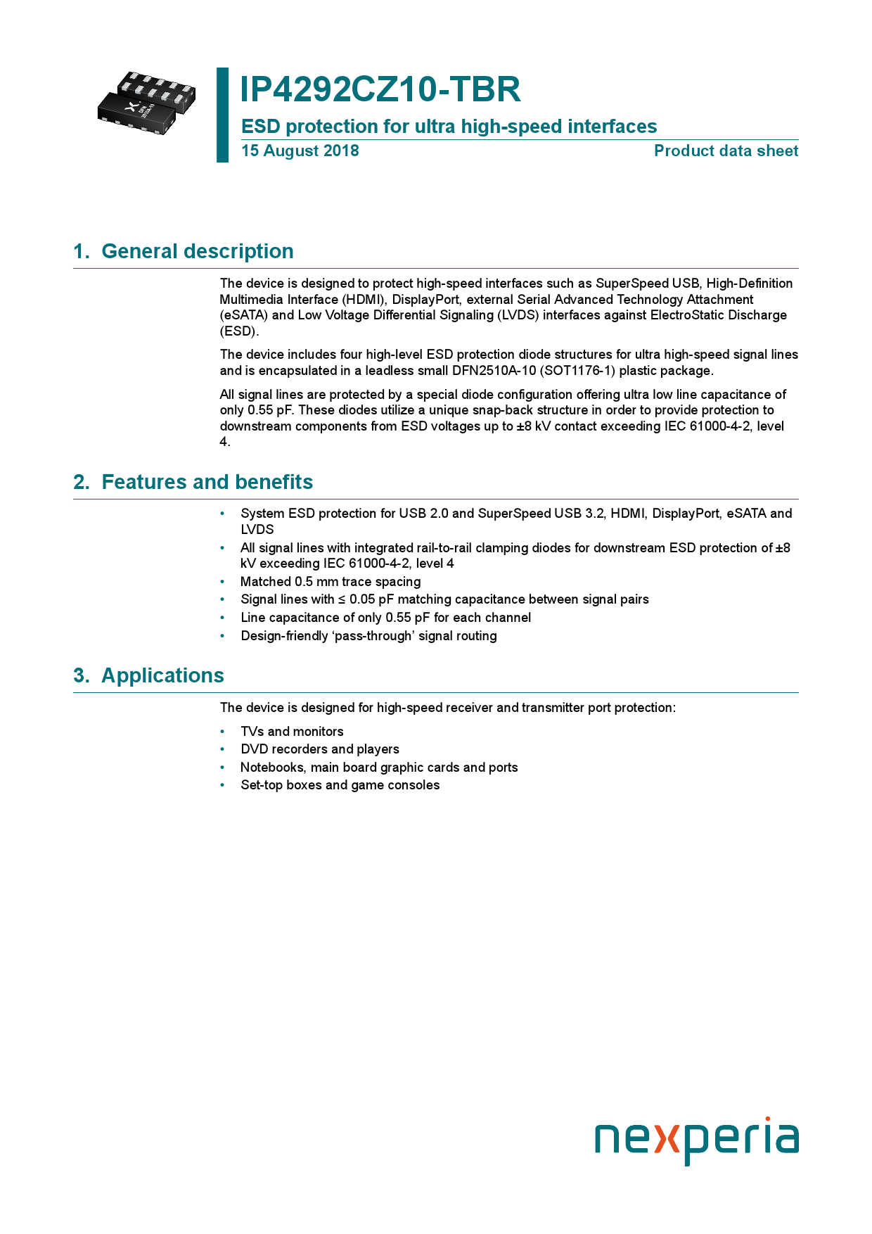 IP4292CZ10-TBR,115_（Nexperia(安世)）IP4292CZ10-TBR,115中文资料_价格_PDF手册-立创电子商城