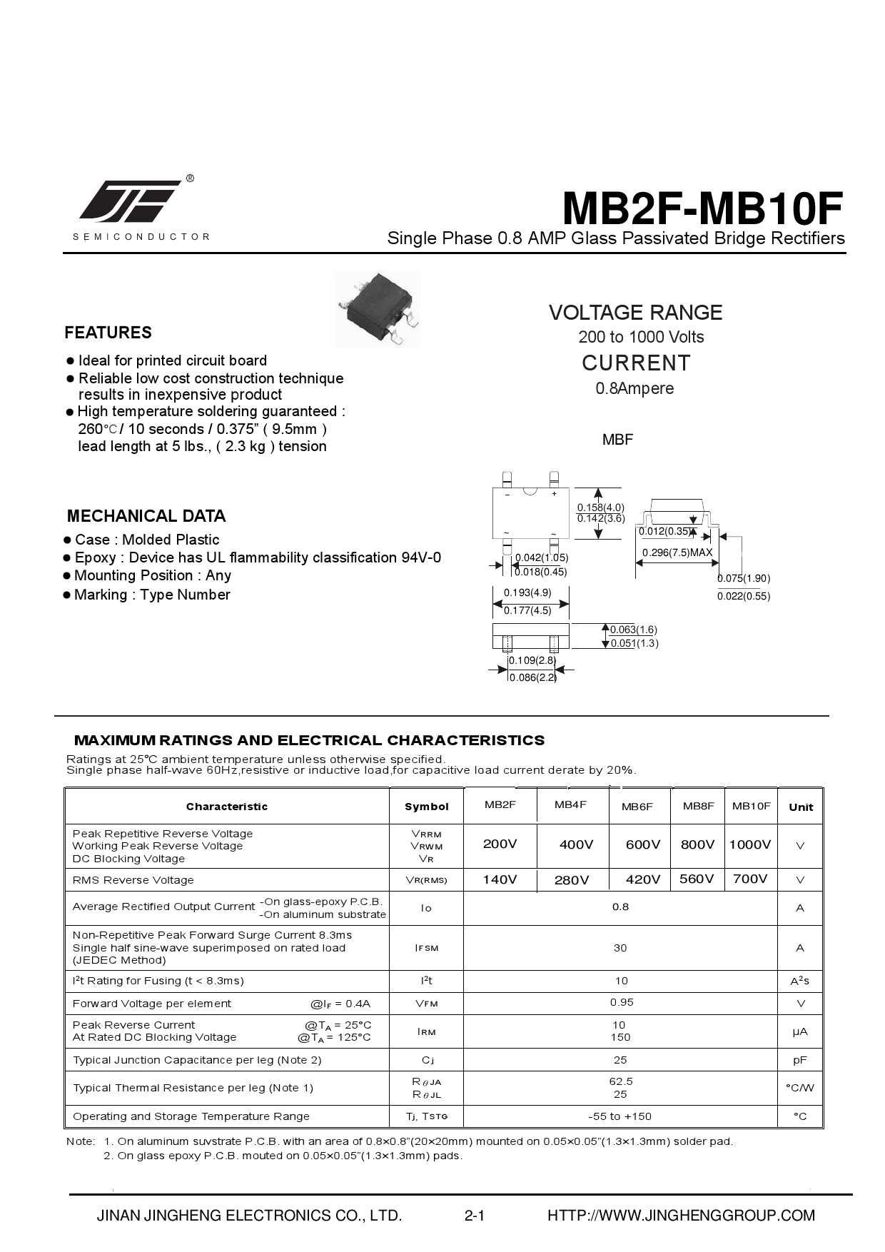 MB10F_（JF(吉福)）MB10F中文资料_价格_PDF手册-立创电子商城