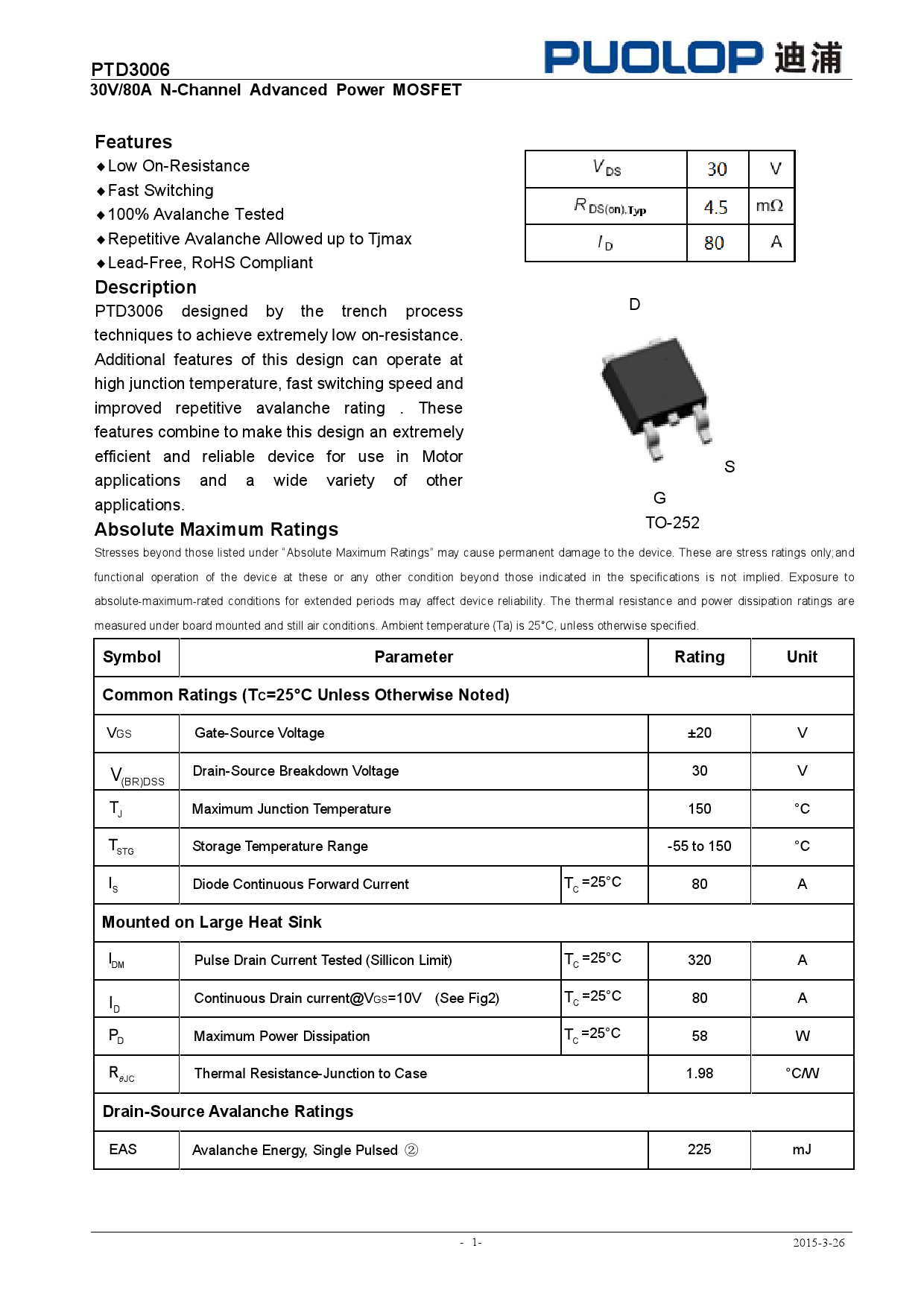 PTD3006_（PUOLOP(迪浦)）PTD3006中文资料_价格_PDF手册-立创电子商城