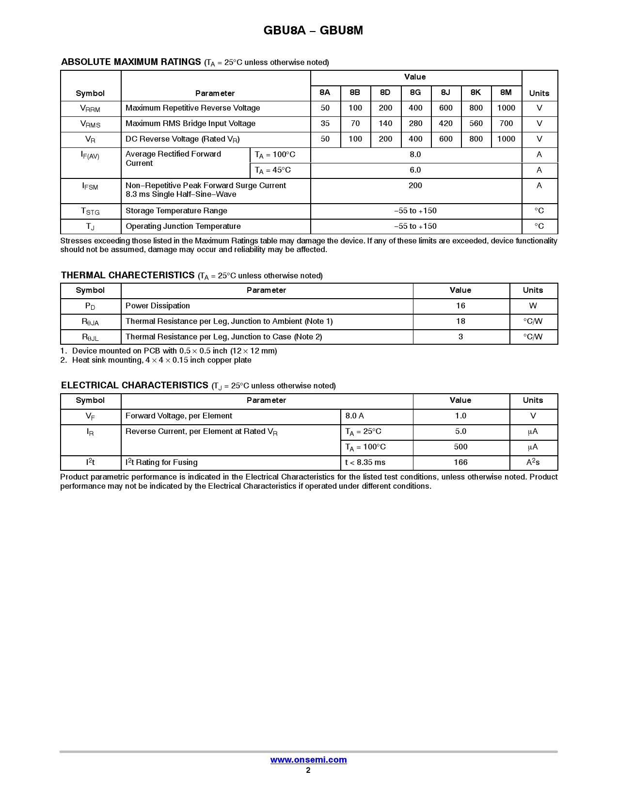 GBU8K_（onsemi(安森美)）GBU8K中文资料_价格_PDF手册-立创电子商城