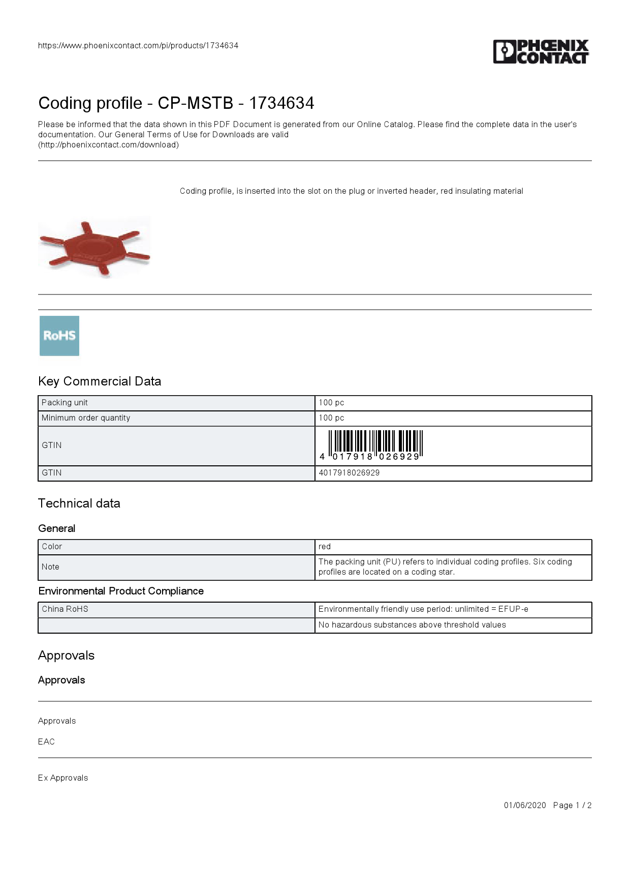 1734634 （1P）_（Phoenix Contact(菲尼克斯)）1734634 （1P）中文资料_价格_PDF手册-立创电子商城