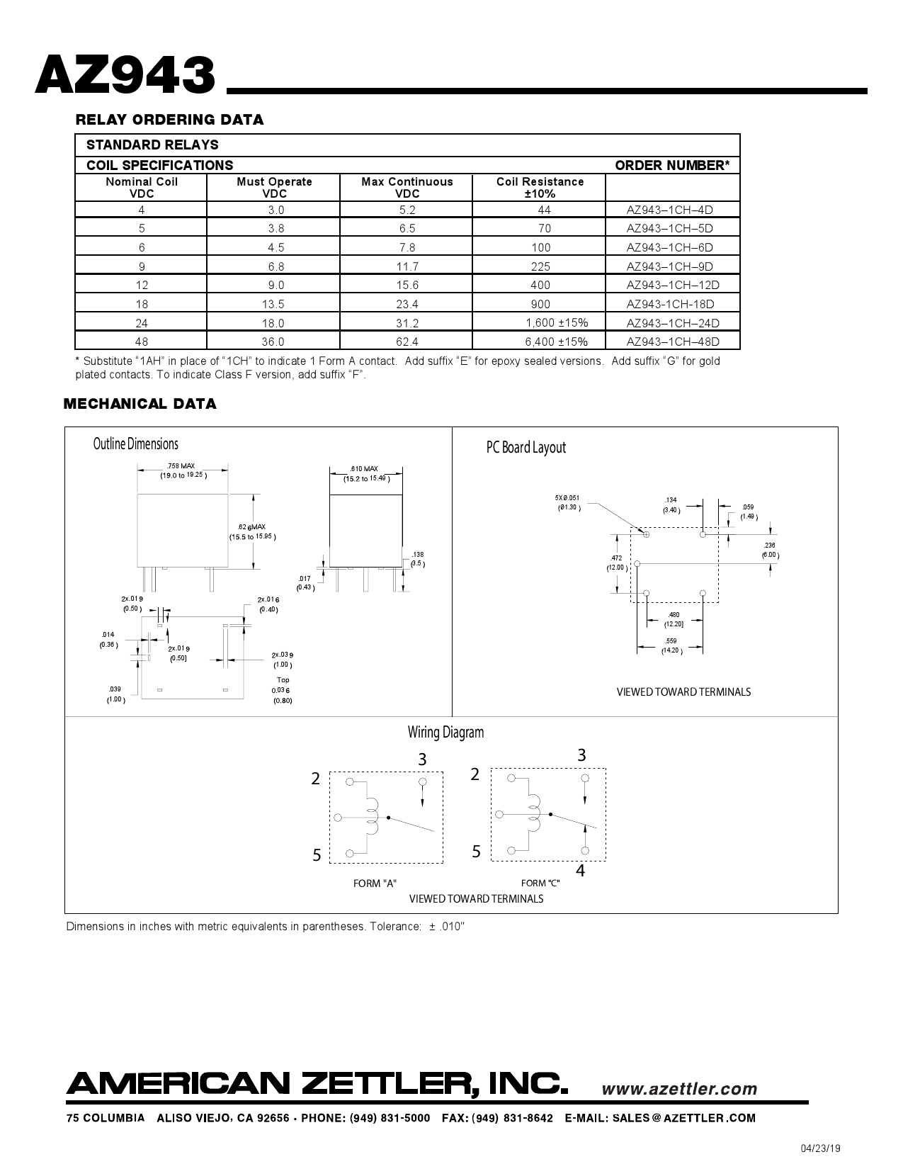 AZ943-1CH-12D_（ZETTLER(赛特勒)）AZ943-1CH-12D中文资料_价格_PDF手册-立创电子商城