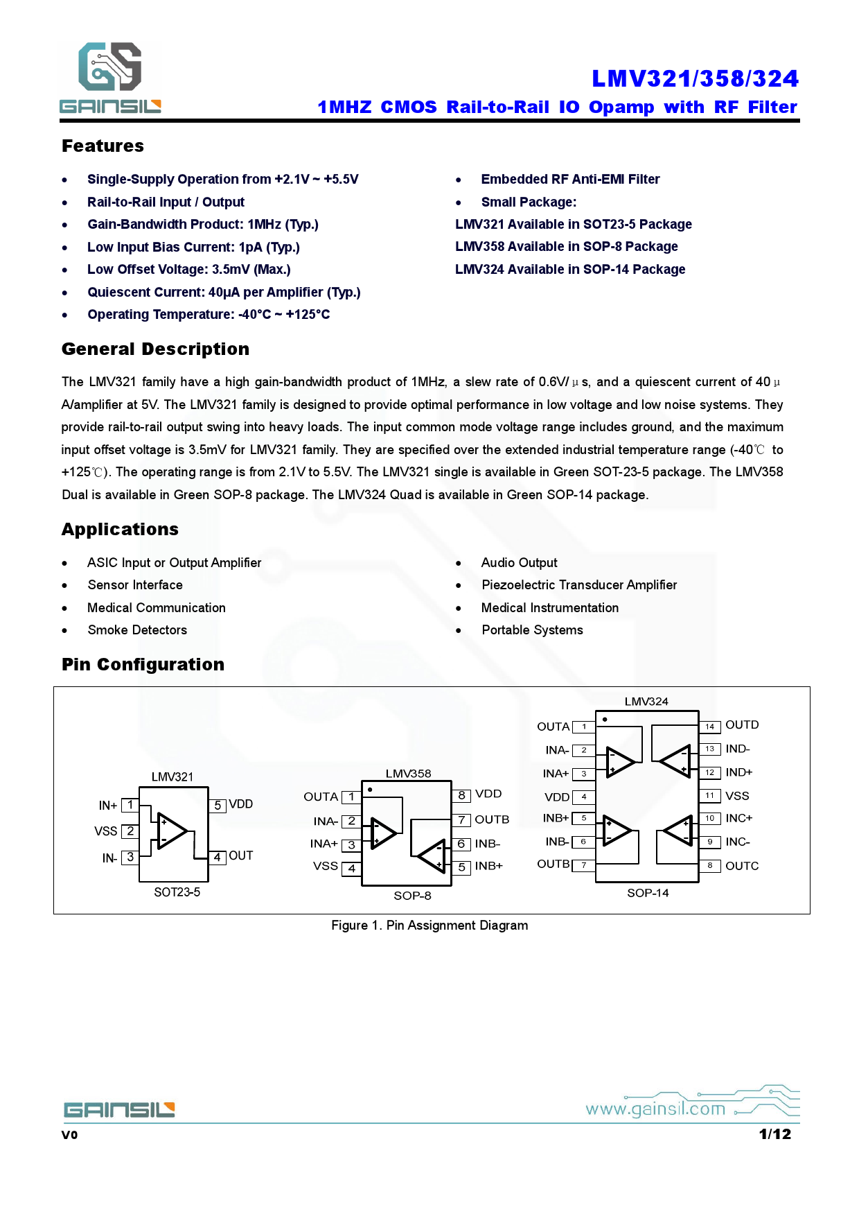LMV321-TR_（Gainsil聚洵）LMV321-TR中文资料_价格_PDF手册-立创电子商城