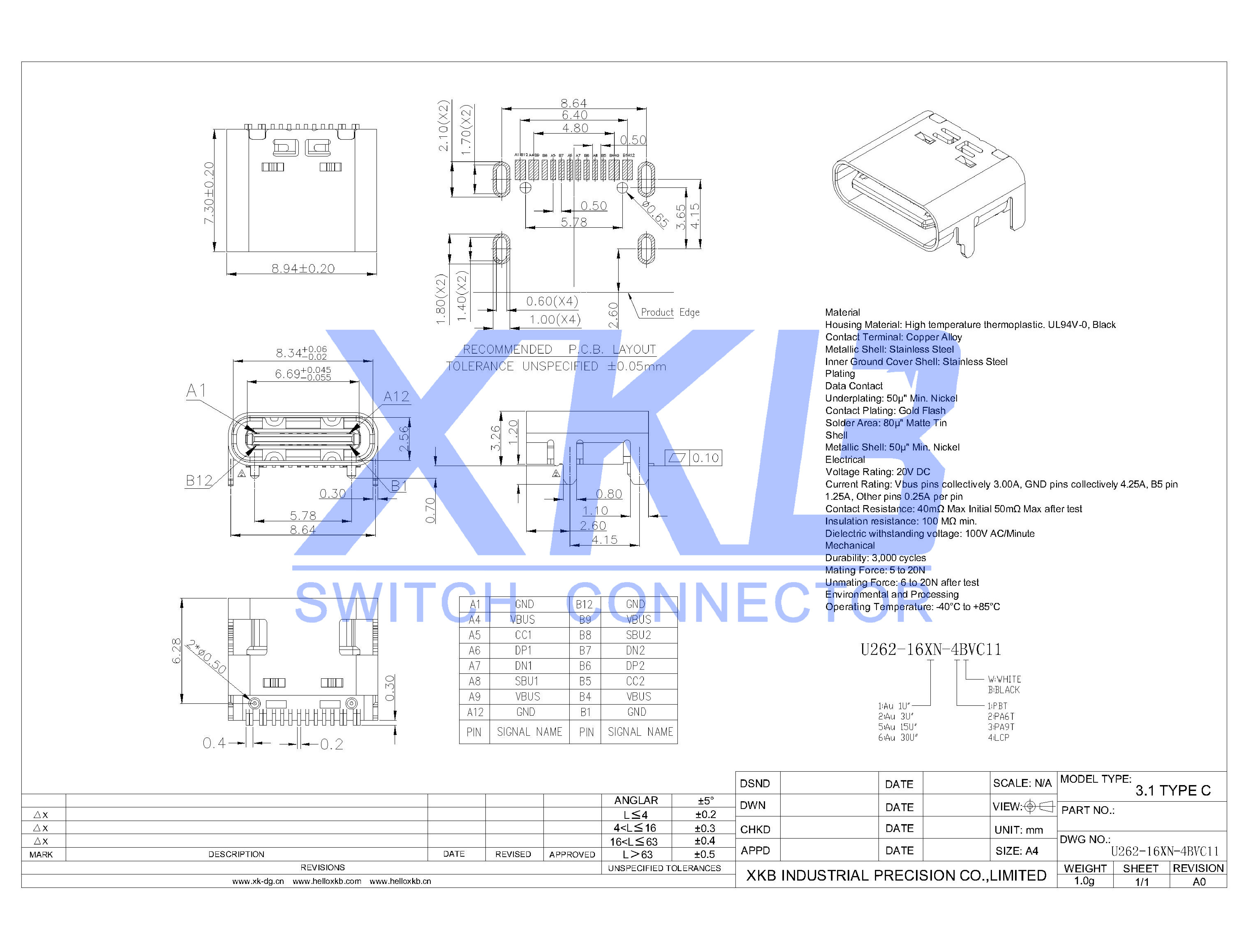 U262-161N-4BVC11_（XKB Connectivity(中国星坤)）U262-161N-4BVC11中文资料_价格_PDF手册 ...