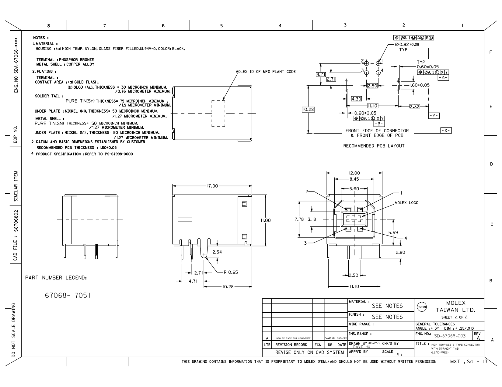 670688001_（MOLEX）670688001中文资料_价格_PDF手册-立创电子商城
