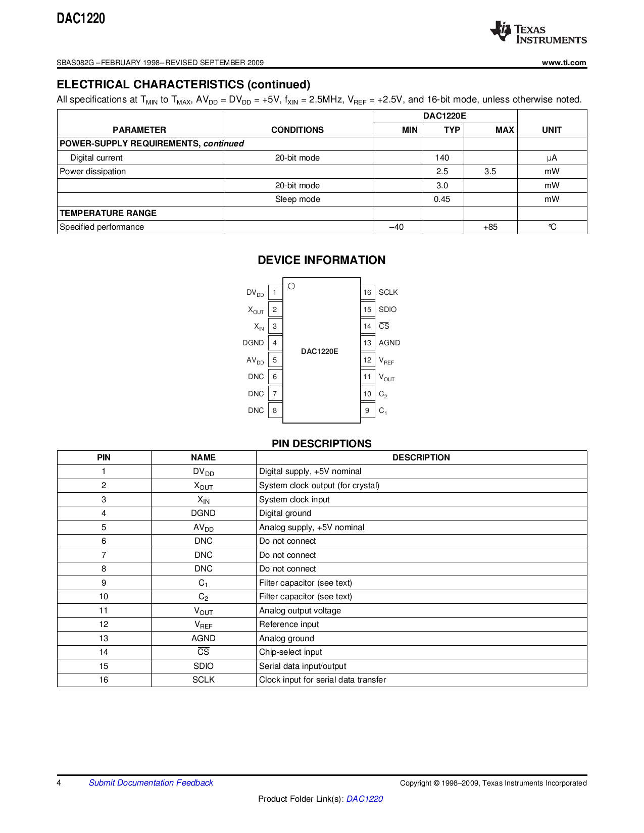 DAC1220E_（TI(德州仪器)）DAC1220E中文资料_价格_PDF手册-立创电子商城