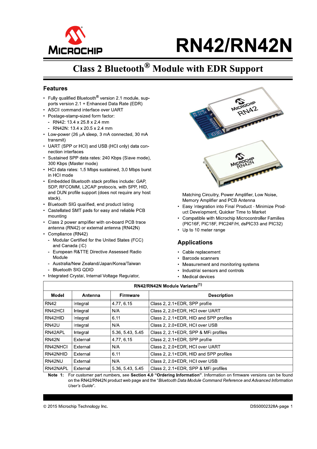 RN42-I/RM/630_（MICROCHIP(美国微芯)）RN42-I/RM/630中文资料_价格_PDF手册-立创电子商城