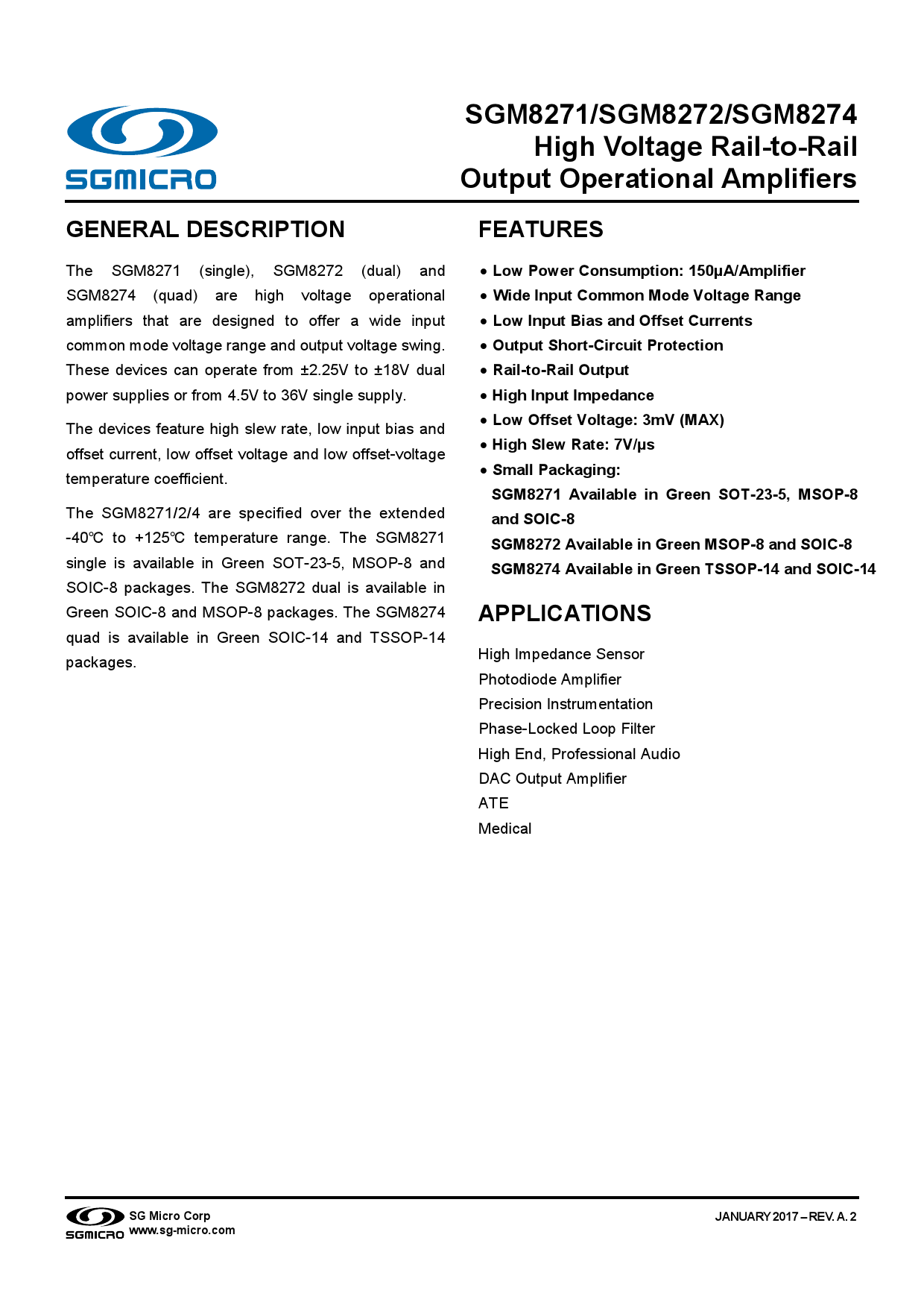SGM8272YS8G/TR_（SGMICRO(圣邦微)）SGM8272YS8G/TR中文资料_价格_PDF手册-立创电子商城