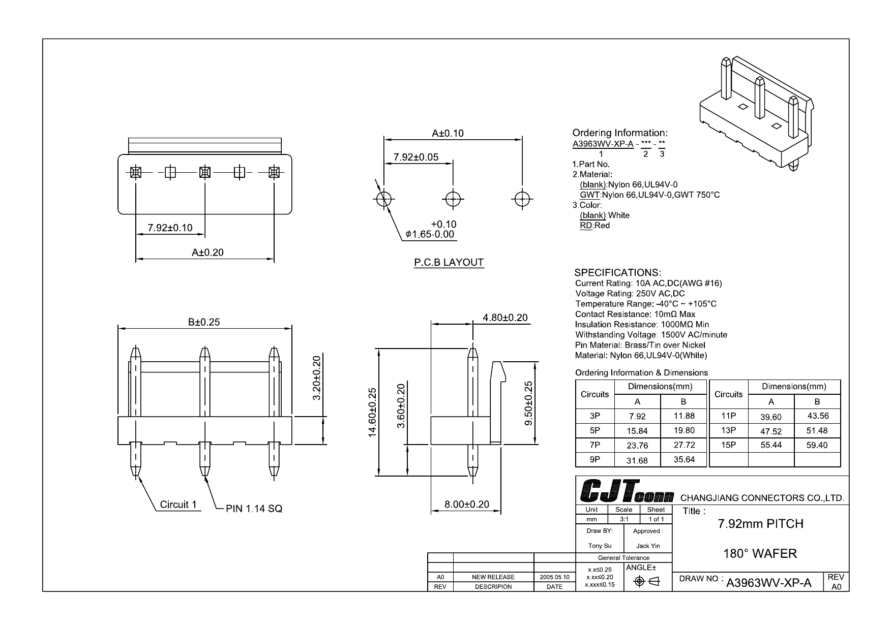 A3963WV-5P-A_（CJT(长江连接器)）A3963WV-5P-A中文资料_价格_PDF手册-立创电子商城