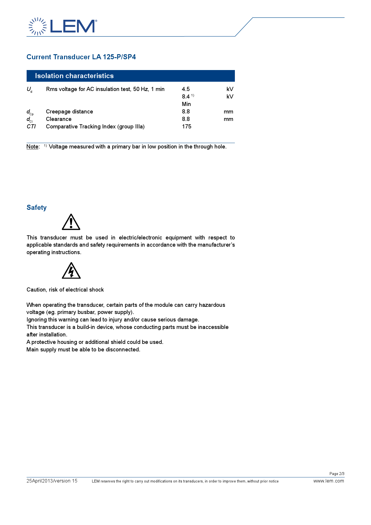 LA125-P_（LEM(莱姆)）LA125-P中文资料_价格_PDF手册-立创电子商城