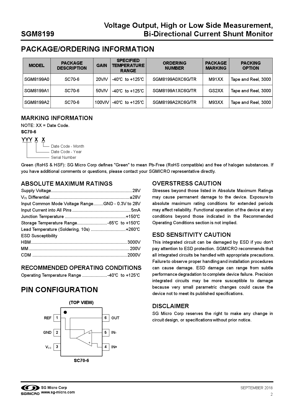 SGM8199A2XC6G/TR_（SGMICRO(圣邦微)）SGM8199A2XC6G/TR中文资料_价格_PDF手册-立创电子商城