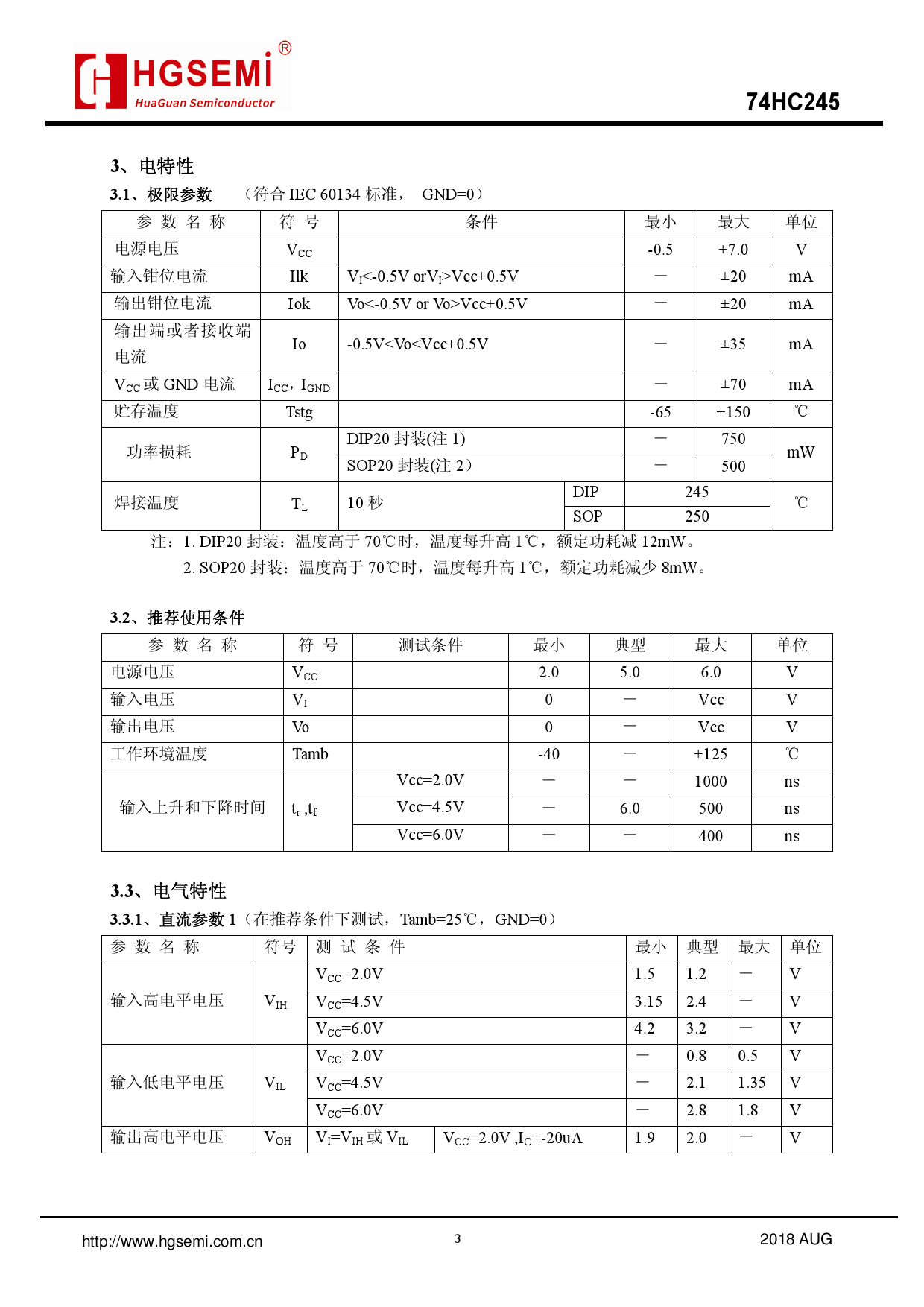 74HC245N_（HGSEMI(华冠)）74HC245N中文资料_价格_PDF手册-立创电子商城