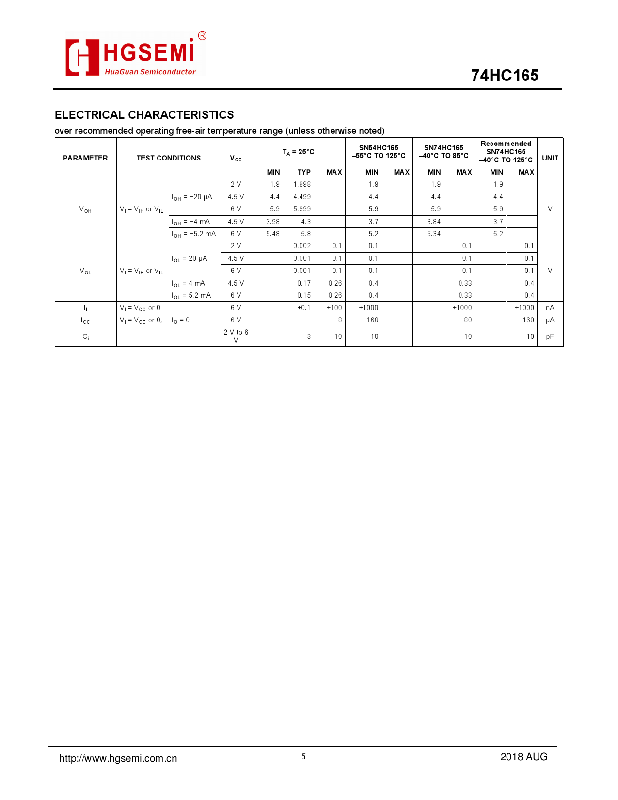 74HC165N_（HGSEMI(华冠)）74HC165N中文资料_价格_PDF手册-立创电子商城