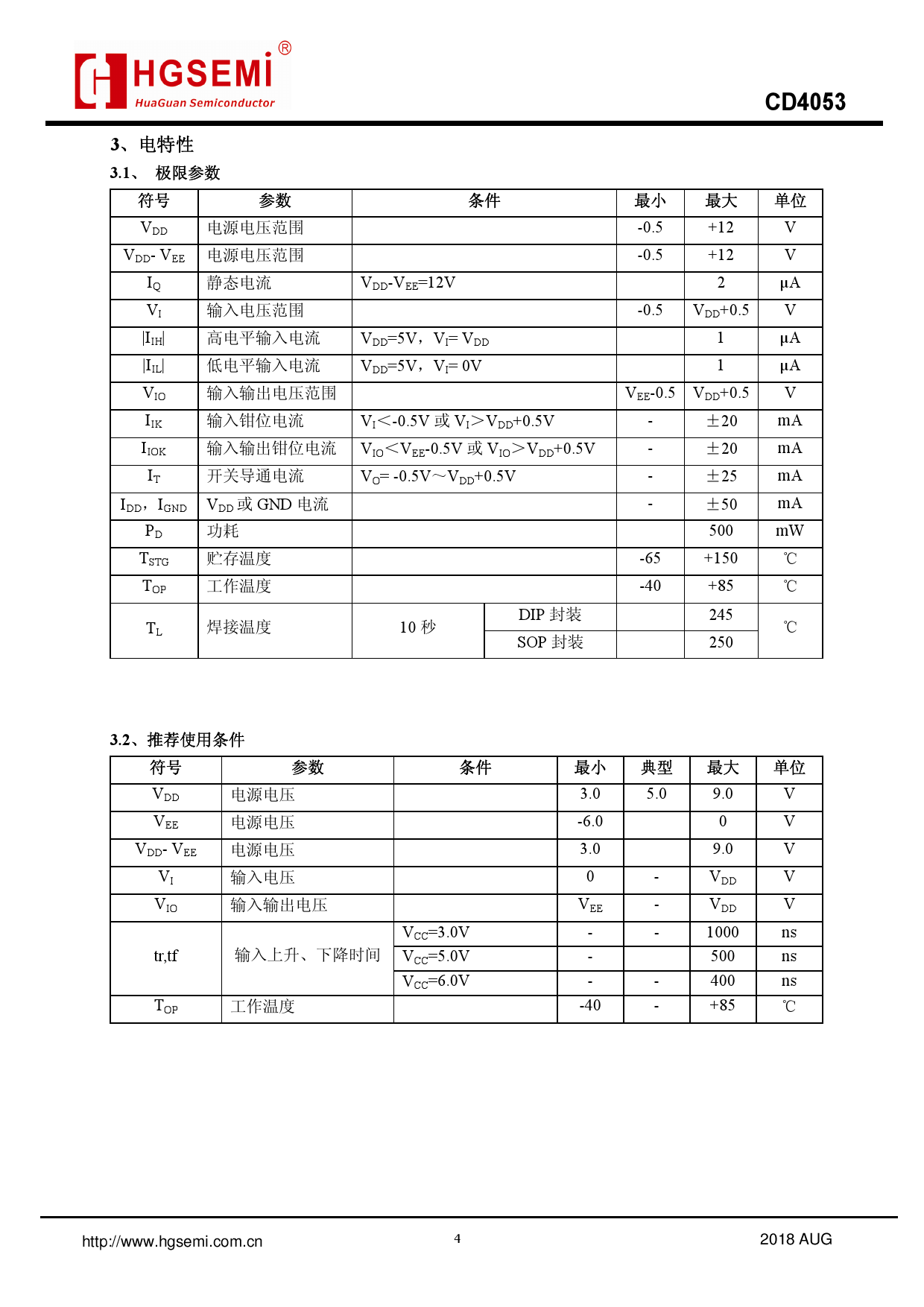 CD4053BE_（HGSEMI(华冠)）CD4053BE中文资料_价格_PDF手册-立创电子商城