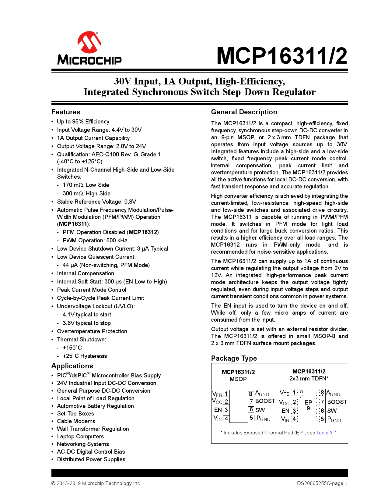 MCP16311T-E/MNY_（MICROCHIP(美国微芯)）MCP16311T-E/MNY中文资料_价格_PDF手册-立创电子商城