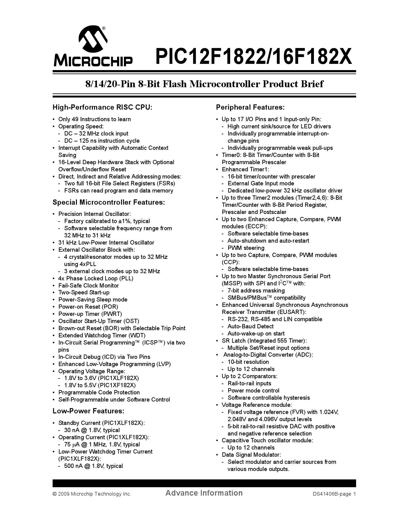 PIC12F1822T-I/SN_（MICROCHIP(美国微芯)）PIC12F1822T-I/SN中文资料_价格_PDF手册-立创电子商城