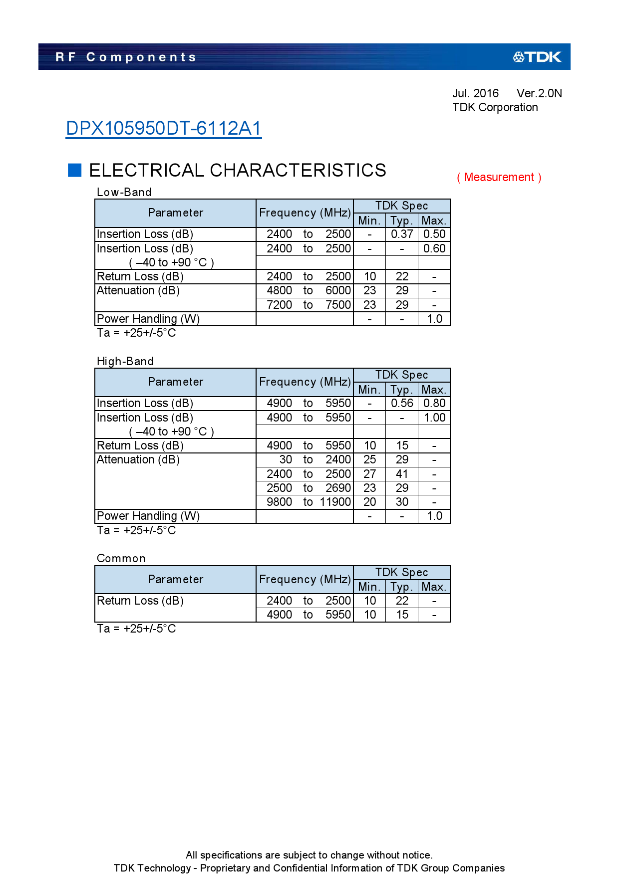 DPX105950DT-6112A1_（TDK）DPX105950DT-6112A1中文资料_价格_PDF手册-立创电子商城