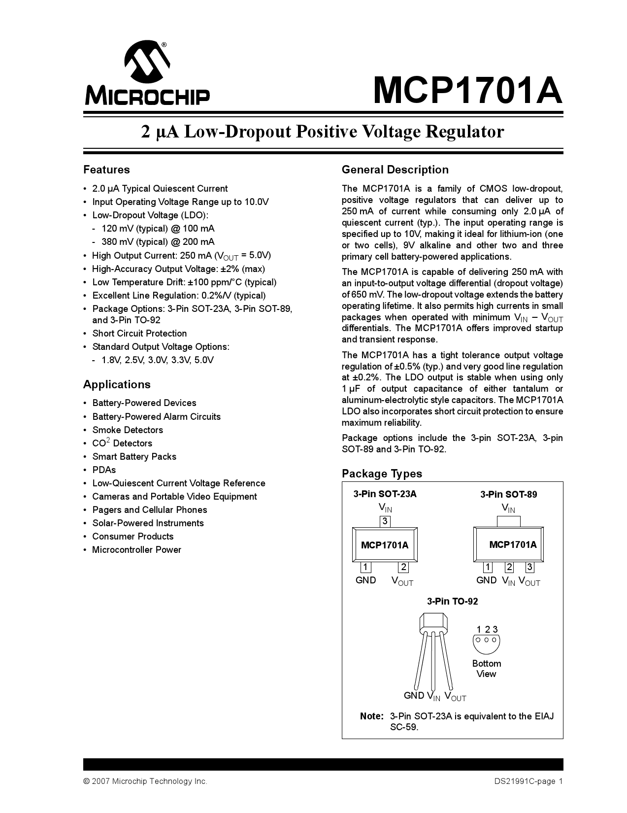 MCP1701AT-5002I/CB_（MICROCHIP(美国微芯)）MCP1701AT-5002I/CB中文资料_价格_PDF手册-立创电子商城