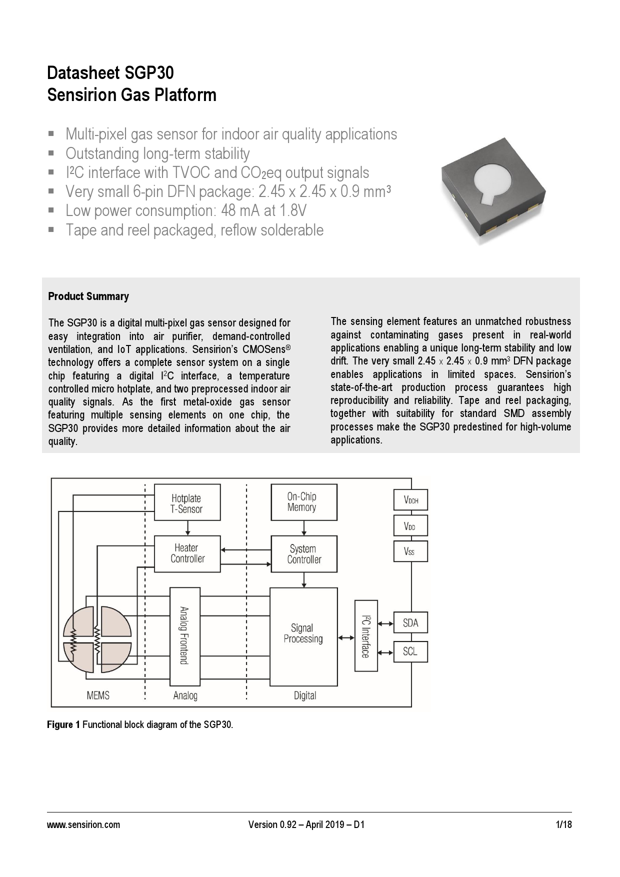 SGP30-2.5k_（Sensirion(瑞士盛思锐)）SGP30-2.5k中文资料_价格_PDF手册-立创电子商城