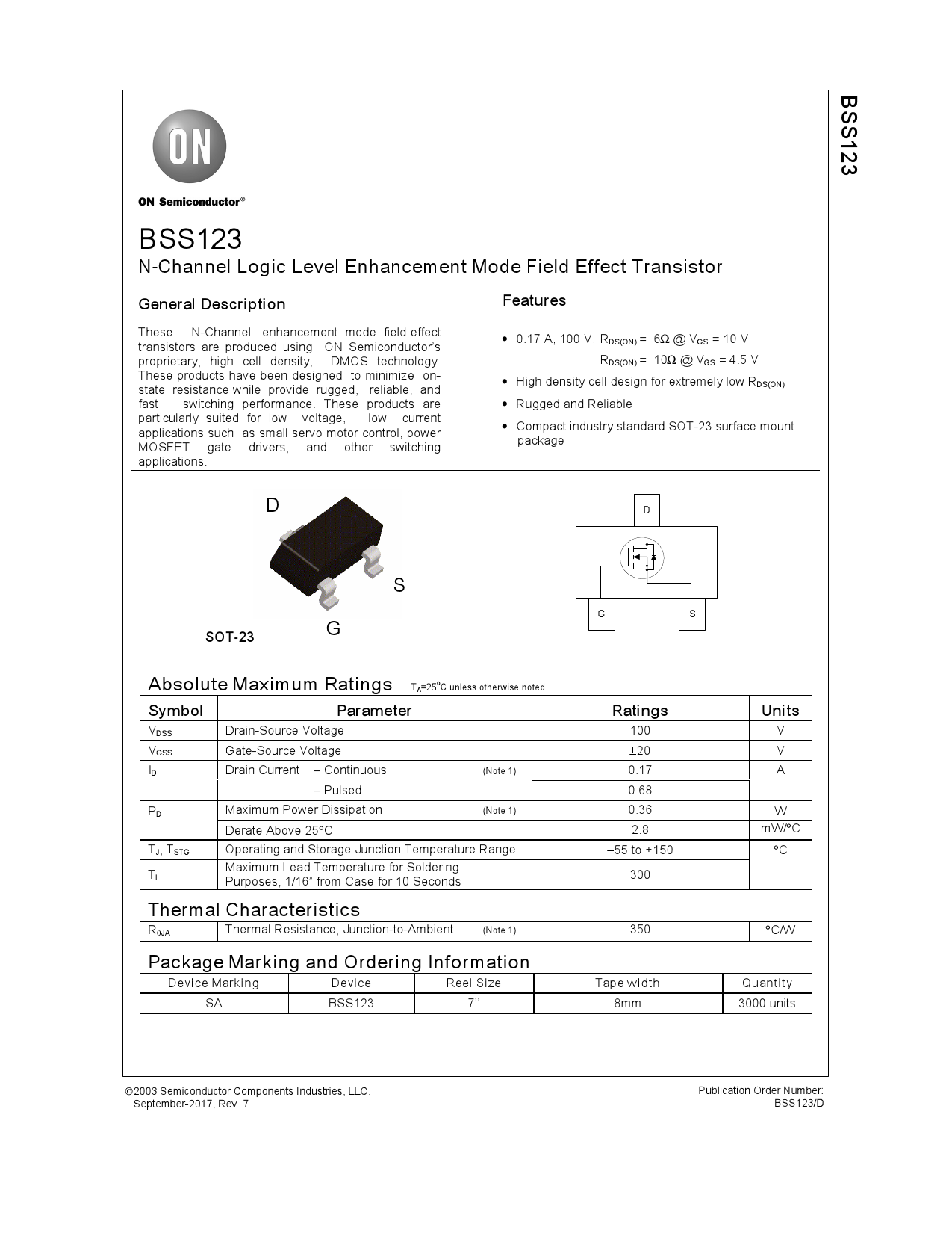 BSS123_（ON(安森美)）BSS123中文资料_价格_PDF手册-立创电子商城